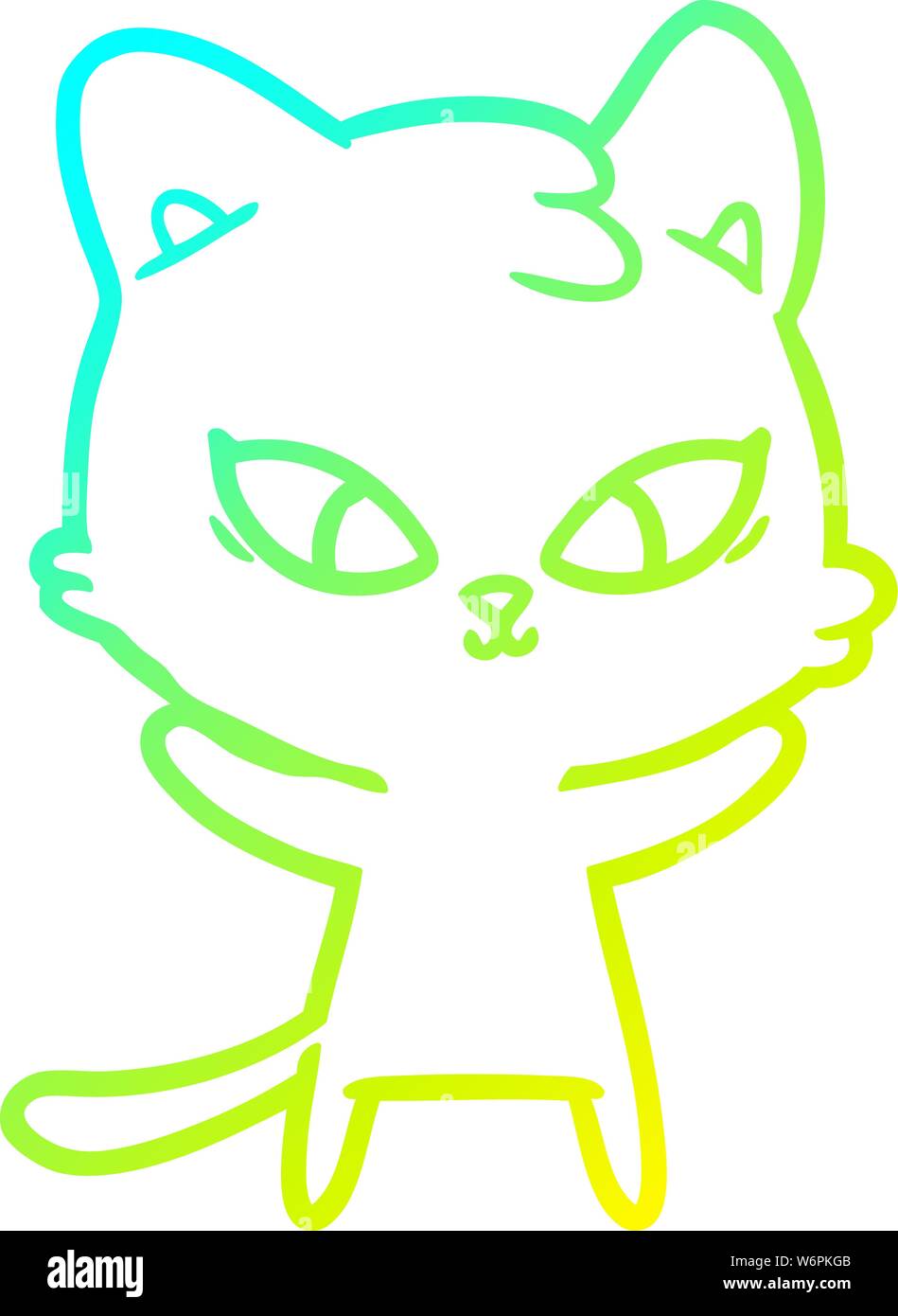cold gradient line drawing of a cute cartoon cat Stock Vector Image ...