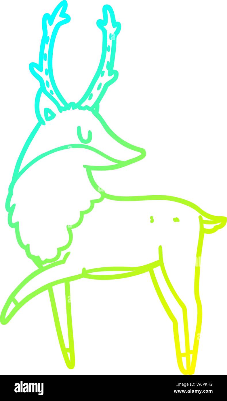 cold gradient line drawing of a cartoon stag Stock Vector Image & Art ...