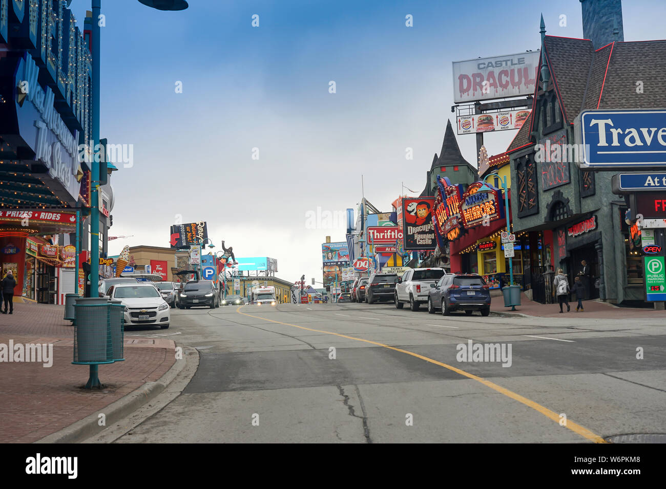 Main Street Niagara Falls also know as The Street of fun, a lot of ...