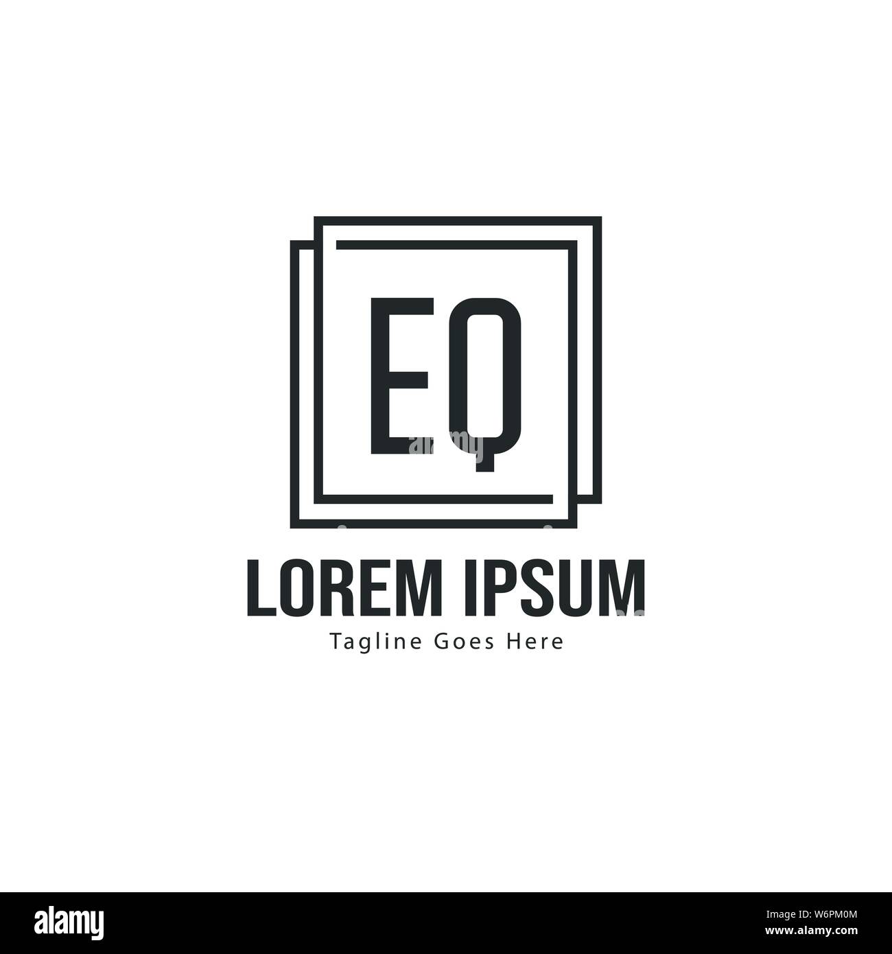 Initial EQ logo template with modern frame. Minimalist EQ letter logo ...