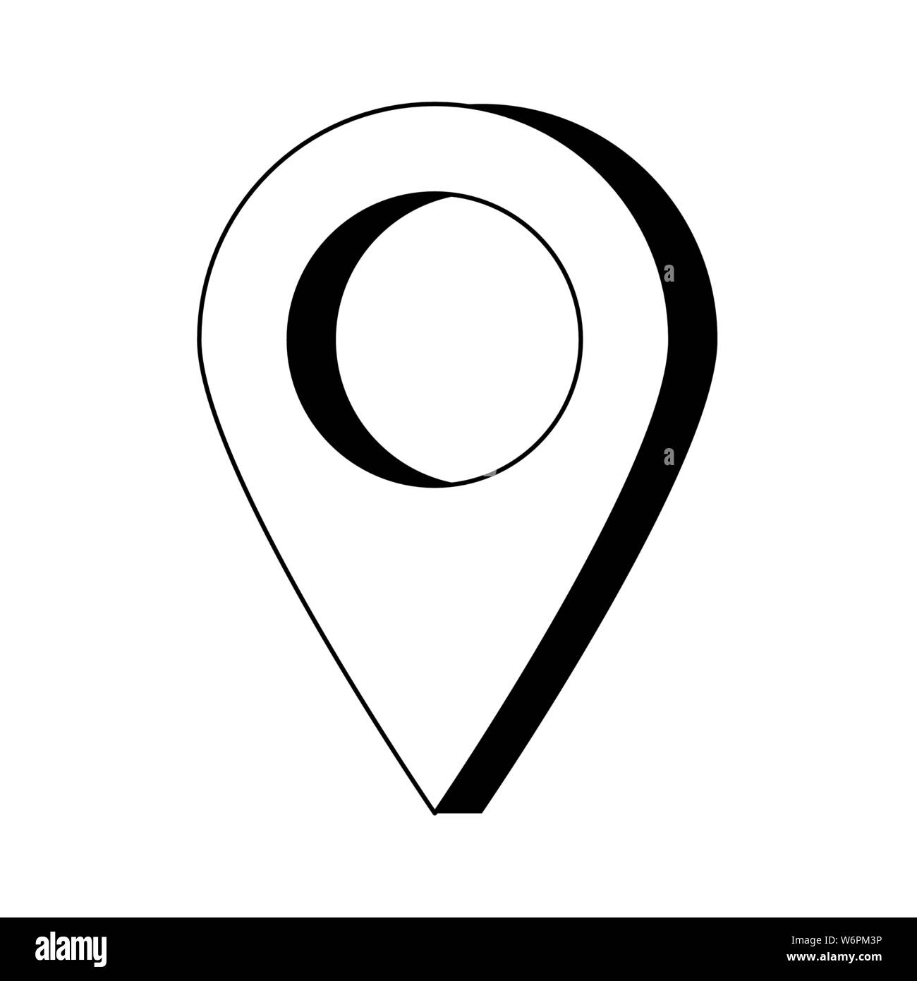 gps location pointer navigation cartoon in black and white Stock Vector ...