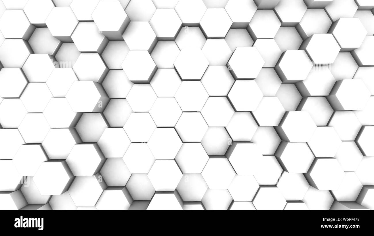 White And Silver Hexagon 3D Abstract Animation. Seamless Loop. ready made gaming background ...