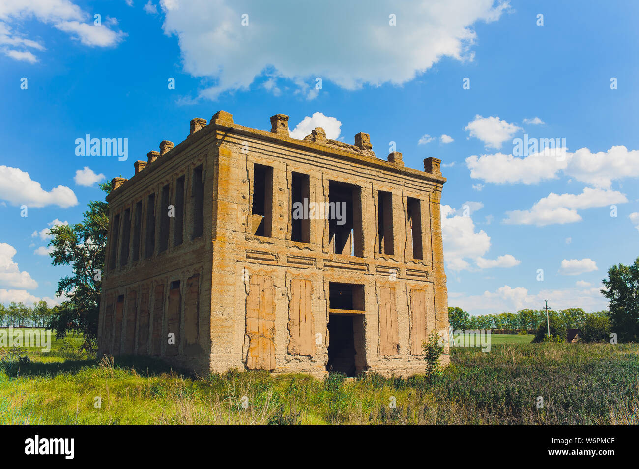 Old Ruined Abandoned Building The house. Vintage Damaged Stock Photo ...