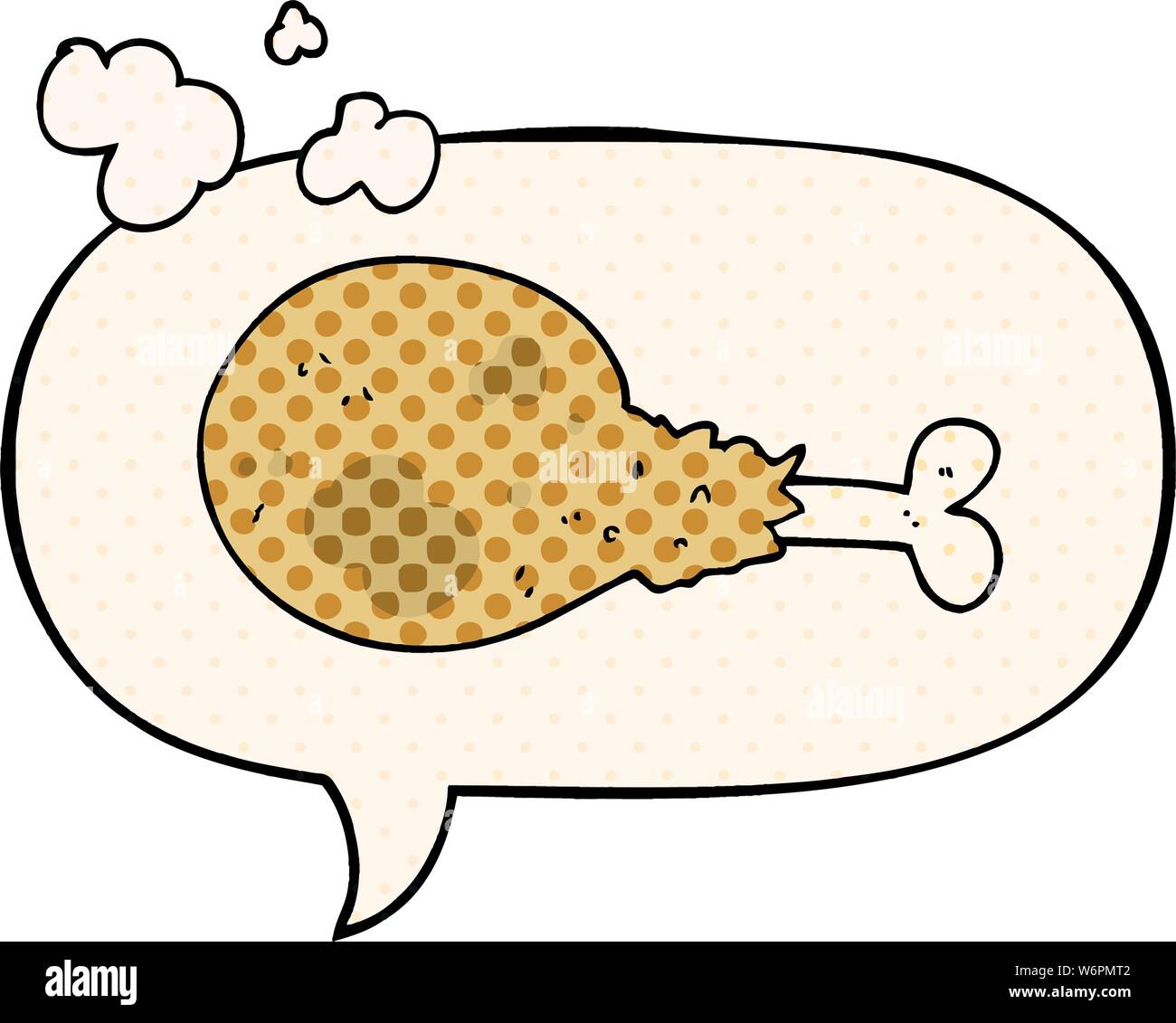 cartoon cooked chicken leg with speech bubble in comic book style Stock ...