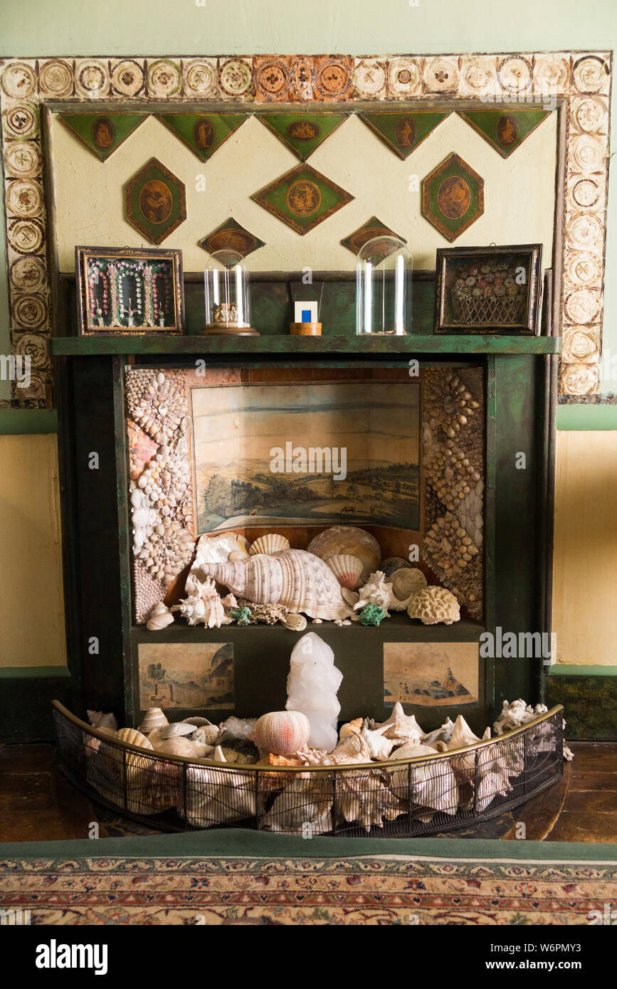 Interior inside the Drawing Room with shell decorated fireplace at A La ...