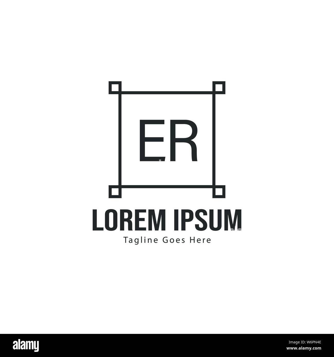 Initial ER logo template with modern frame. Minimalist ER letter logo ...