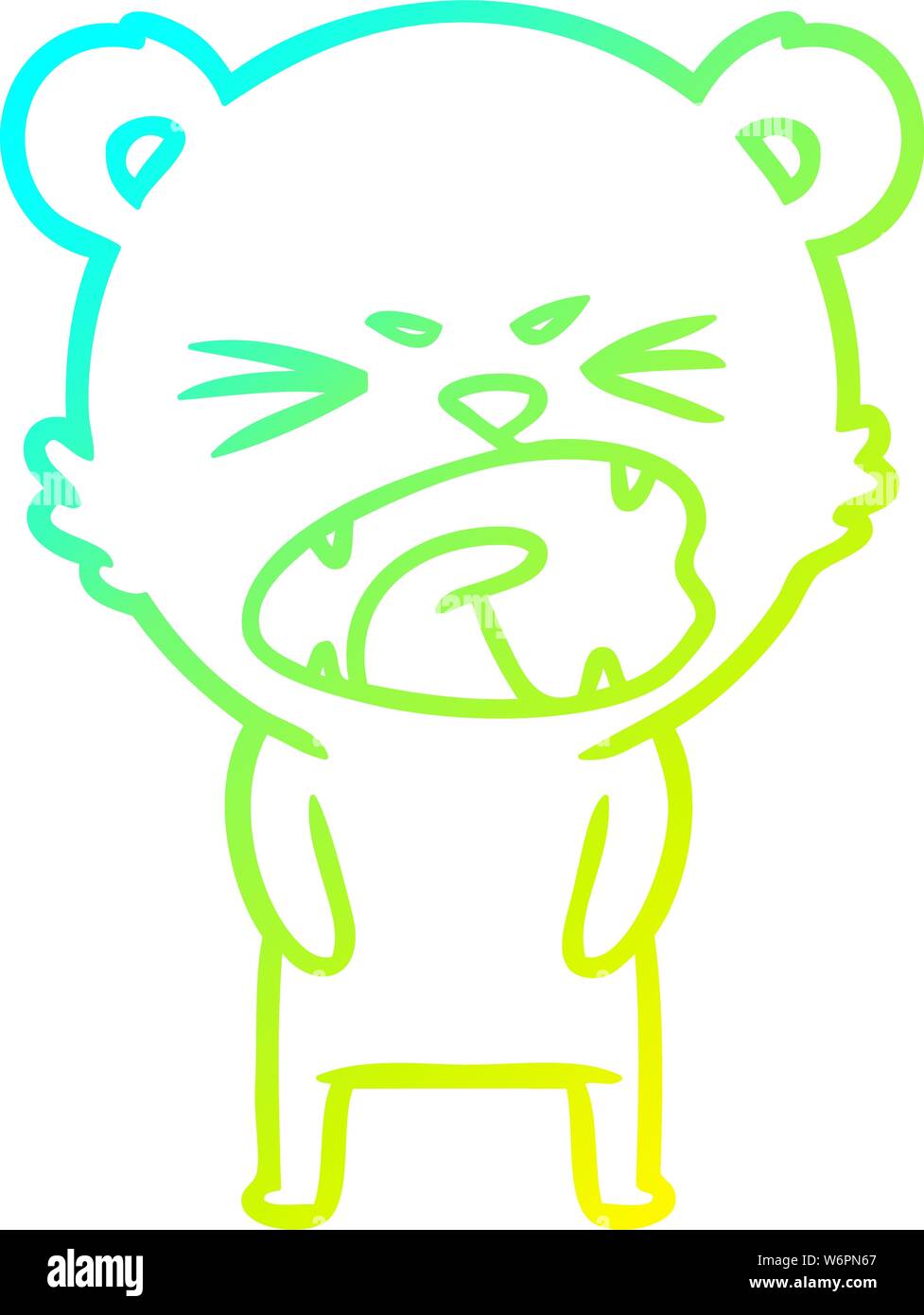 cold gradient line drawing of a angry cartoon bear Stock Vector Image ...