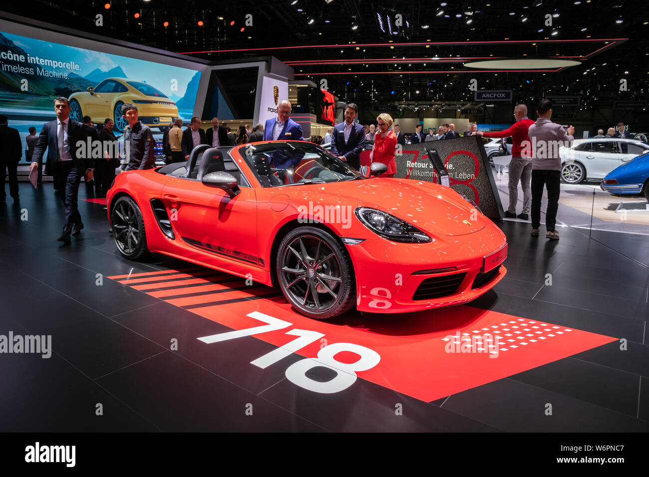 GENEVA, SWITZERLAND - MARCH 6, 2019: Porsche 718 Cayman T sports car ...