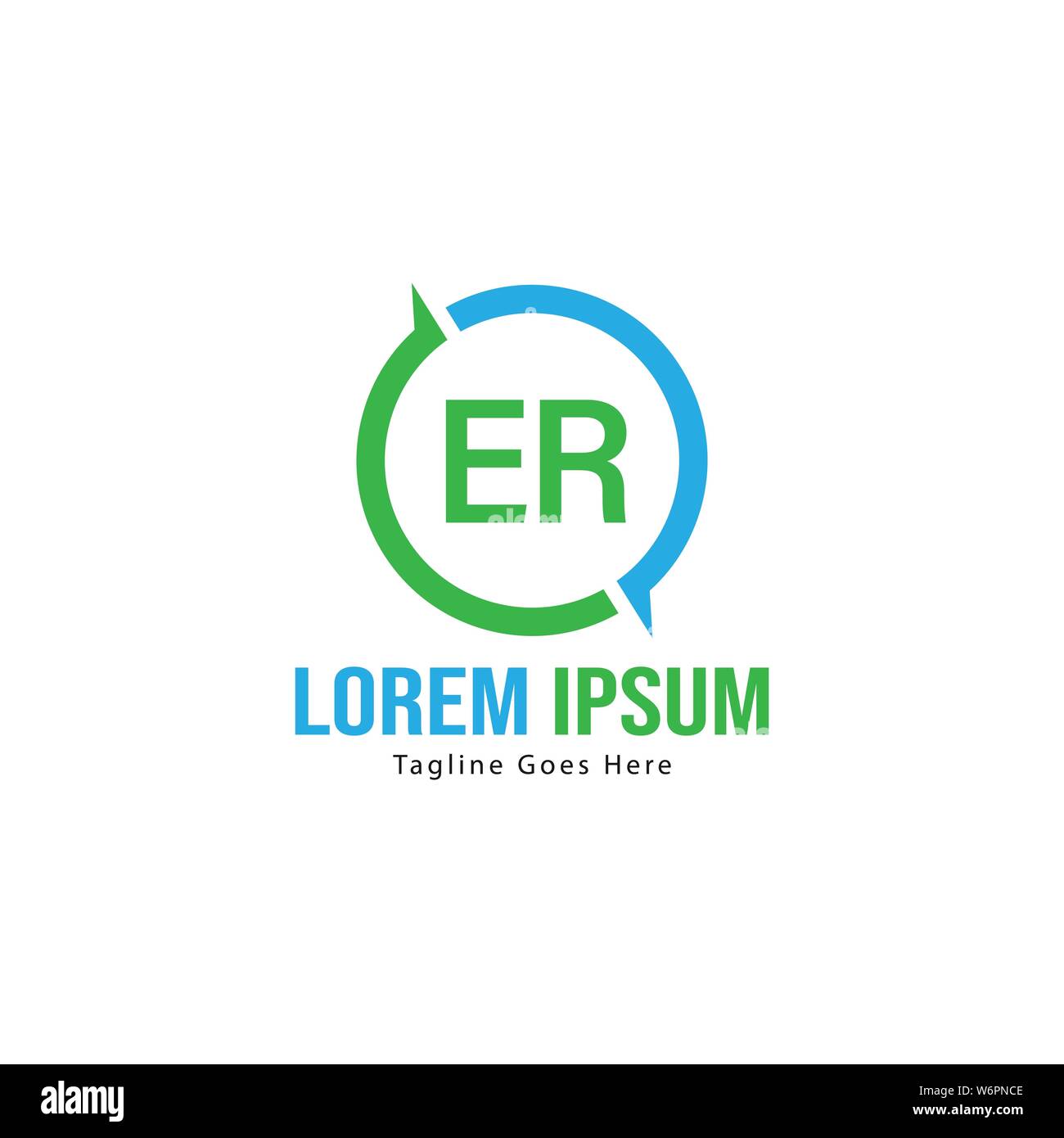 Initial ER logo template with modern frame. Minimalist ER letter logo ...