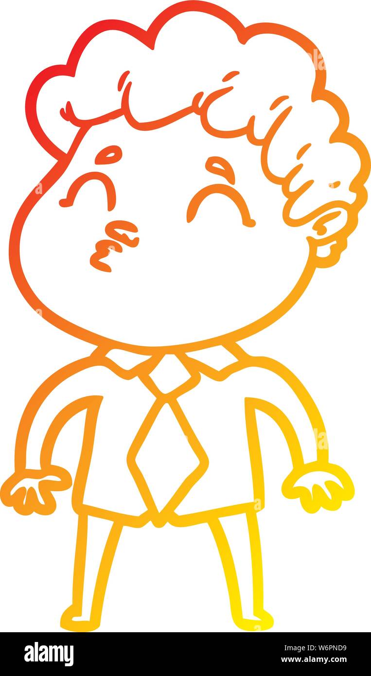 warm gradient line drawing of a cartoon man pouting Stock Vector Image ...