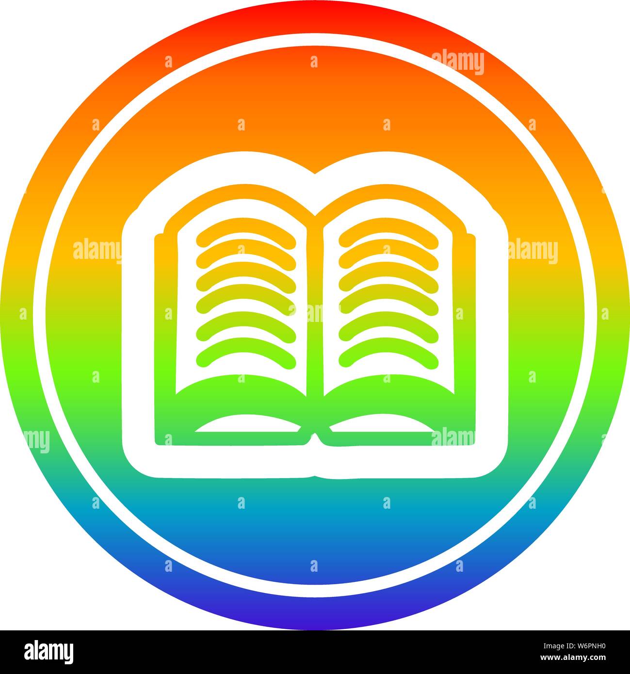 open book circular icon with rainbow gradient finish Stock Vector Image ...