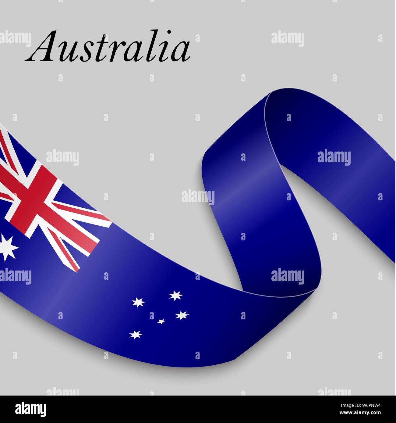 Waving ribbon or banner with flag of Australia. Template for ...