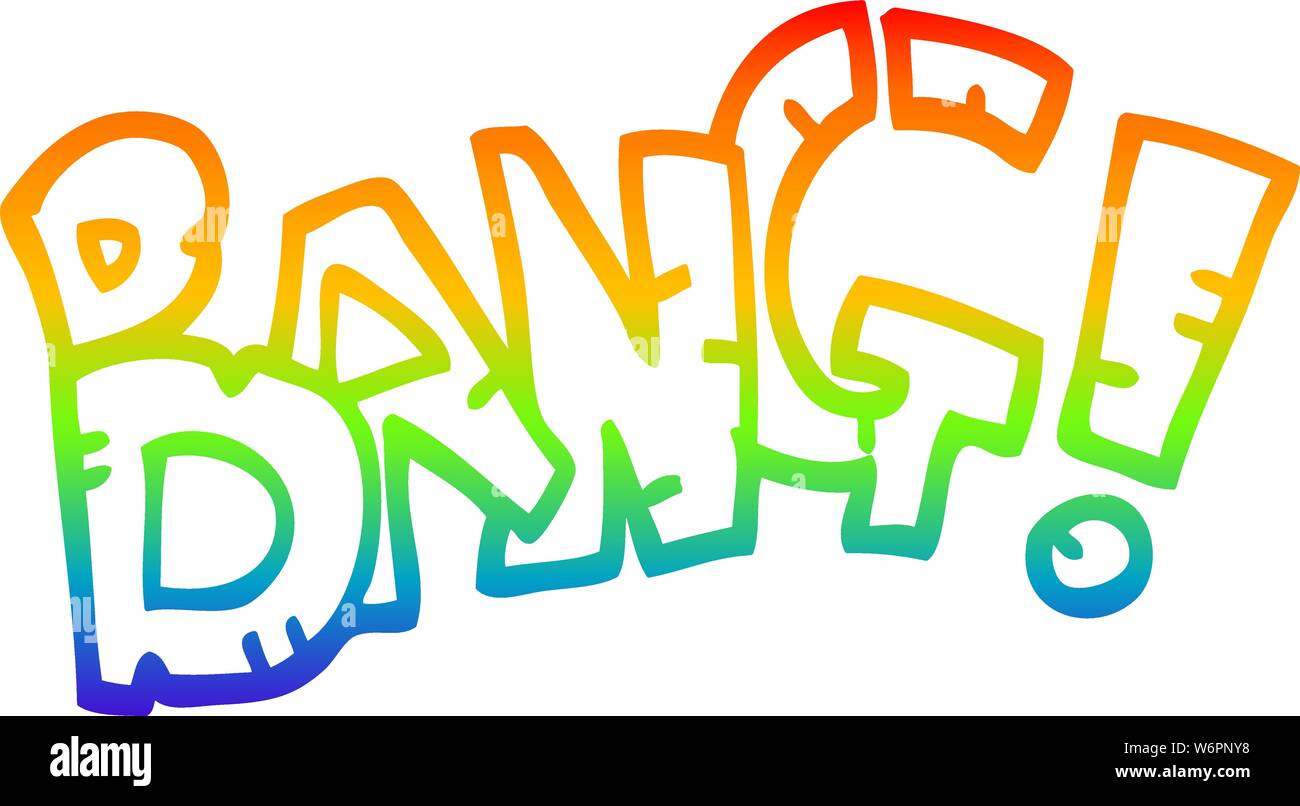 rainbow gradient line drawing of a cartoon bang symbol Stock Vector ...