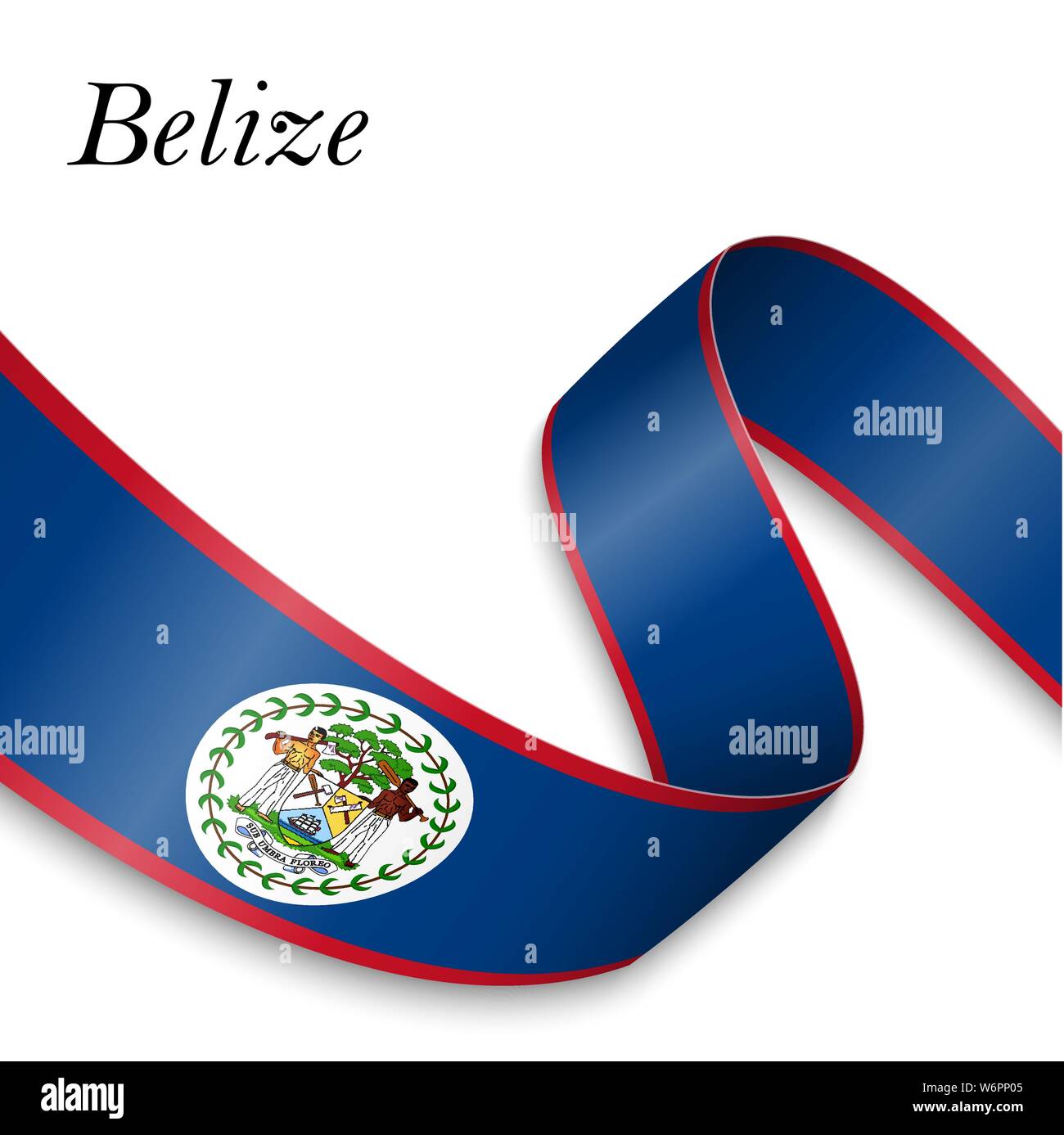 Waving ribbon or banner with flag of Belize. Template for independence ...