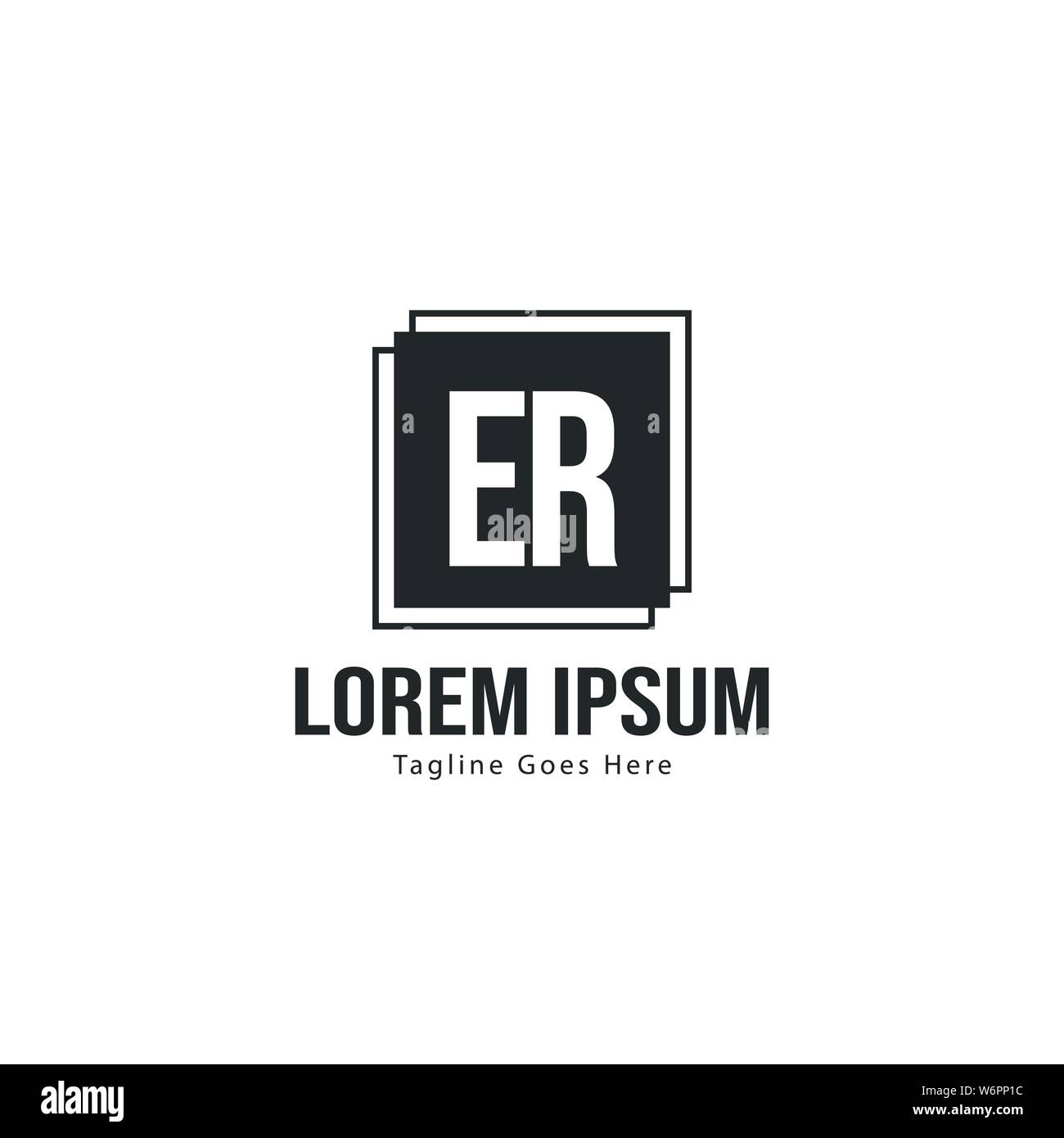 Initial ER logo template with modern frame. Minimalist ER letter logo ...