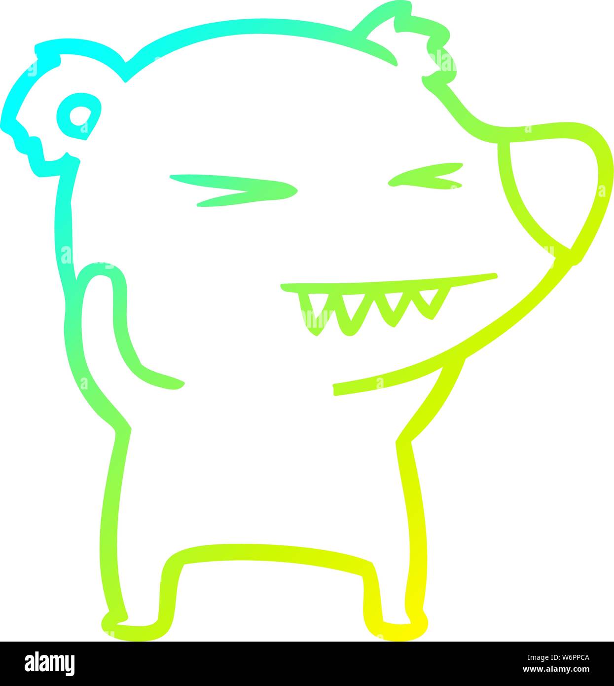 cold gradient line drawing of a angry polar bear cartoon Stock Vector ...