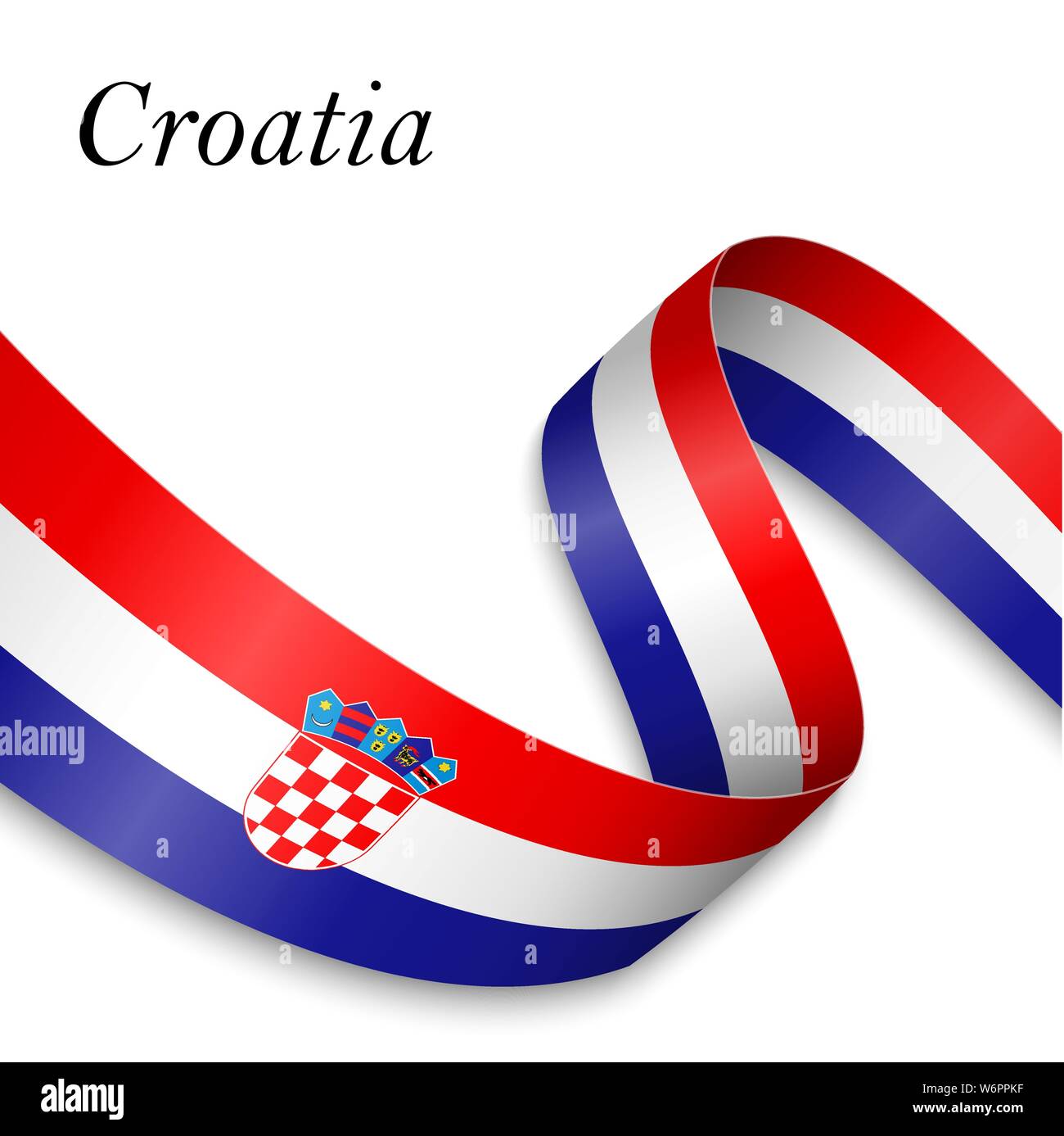 Waving ribbon or banner with flag of Croatia. Template for independence ...