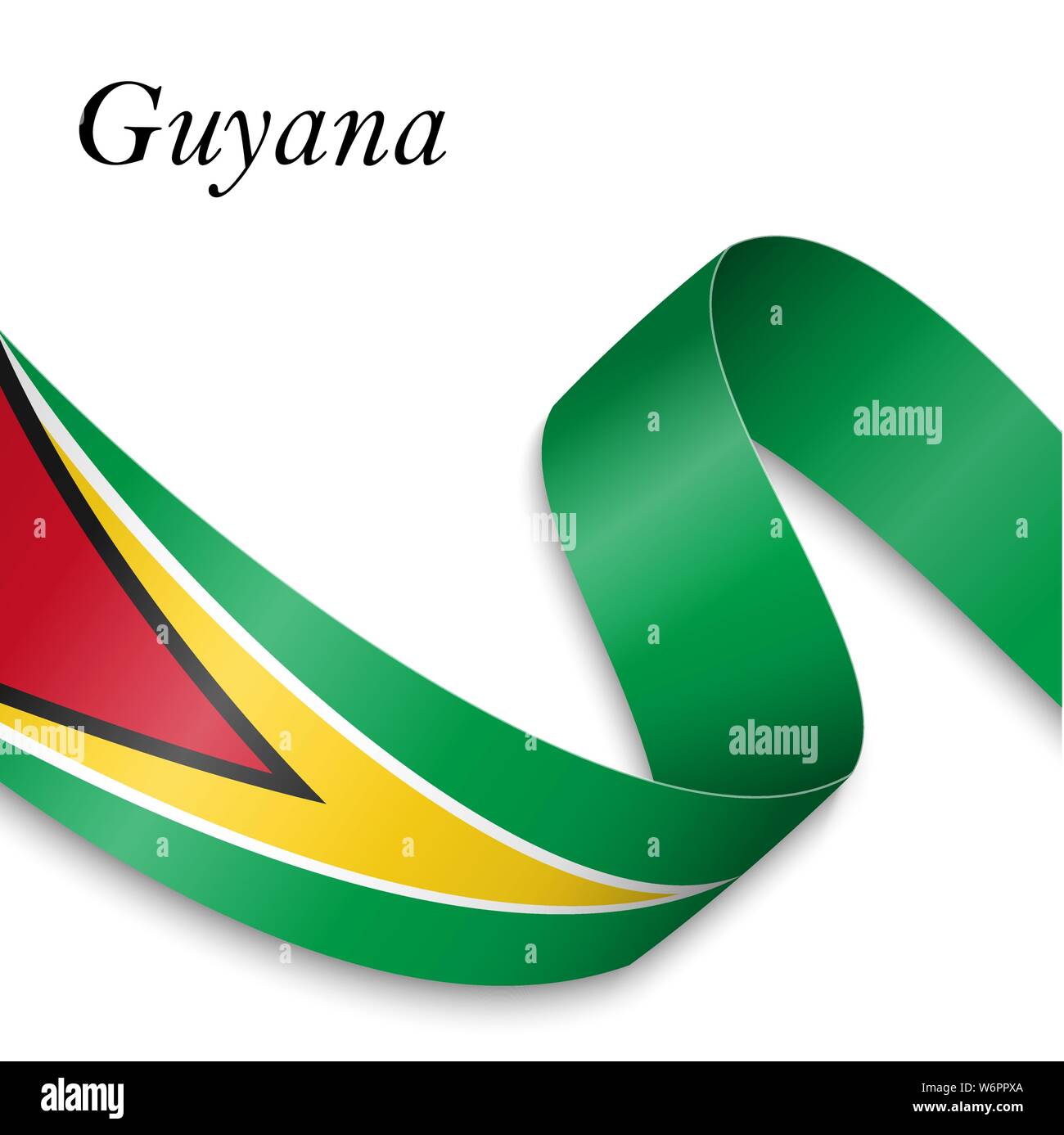 Waving ribbon or banner with flag of Guyana. Template for independence day poster design Stock ...