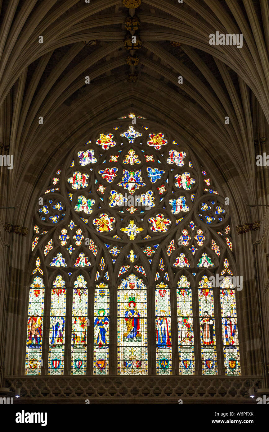Looking down the nave and tierceron vaulted / tierceron vault ceiling ...