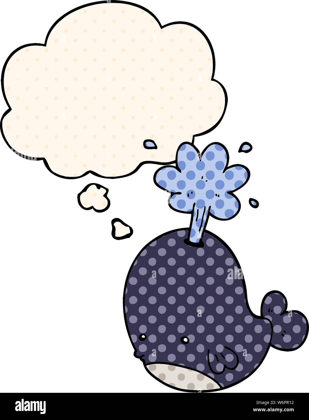 cartoon spouting whale with thought bubble in comic book style Stock ...