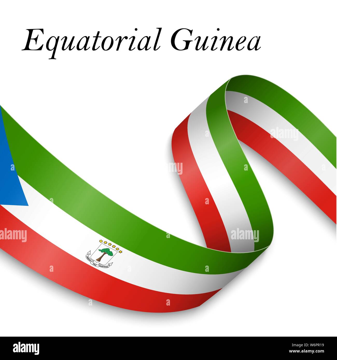 Waving ribbon or banner with flag of Equatorial Guinea. Template for ...