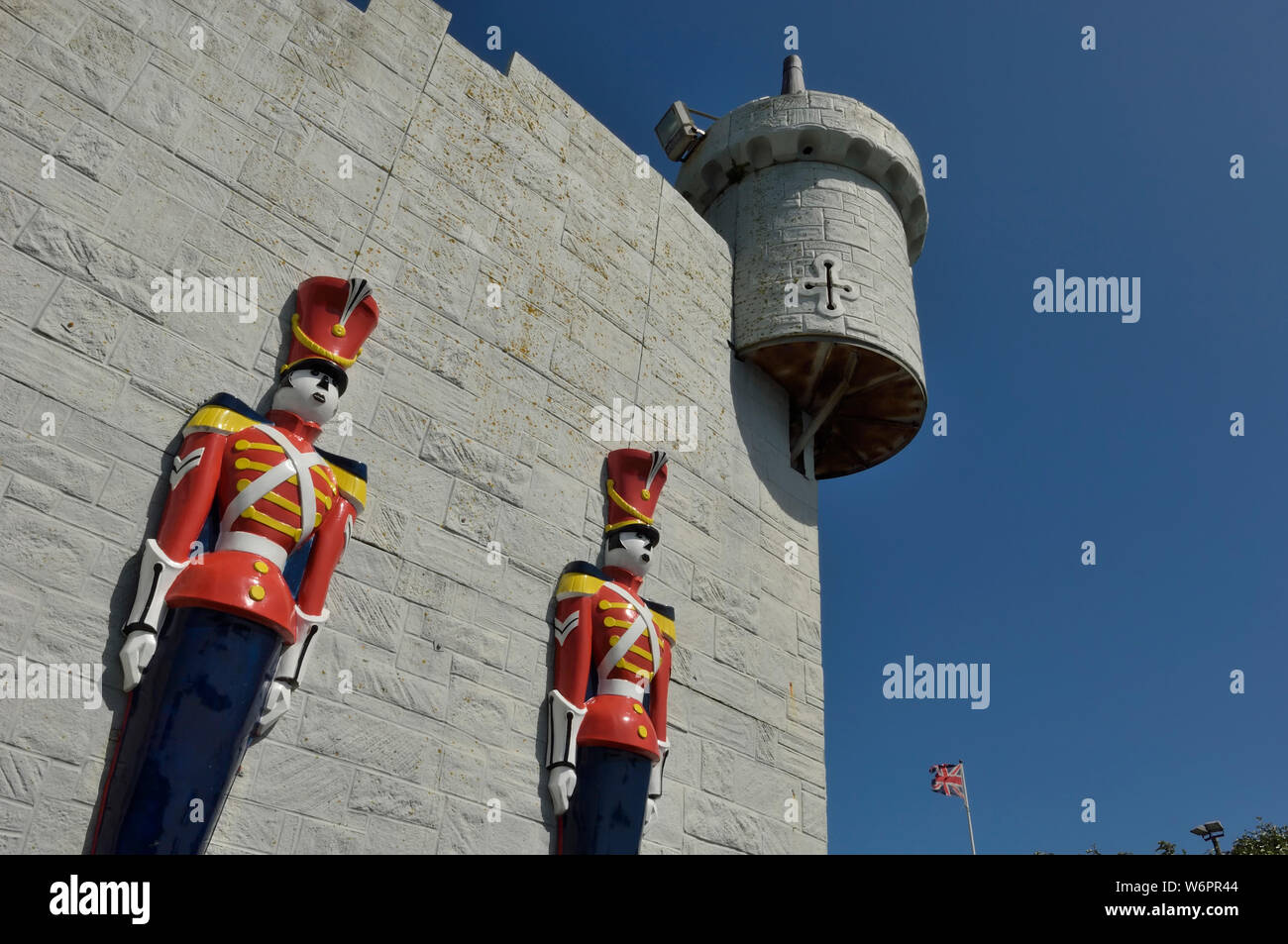 Detail of the castle slide at Harbour Park, Littlehampton, West Sussex ...
