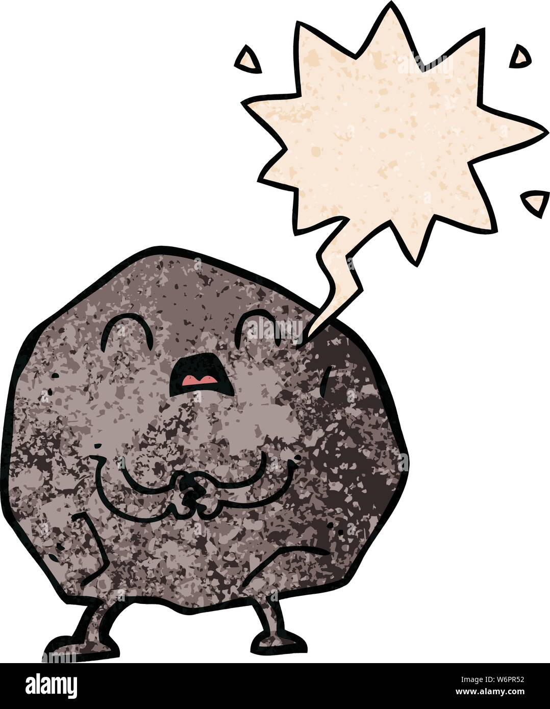cartoon rock with speech bubble in retro texture style Stock Vector ...
