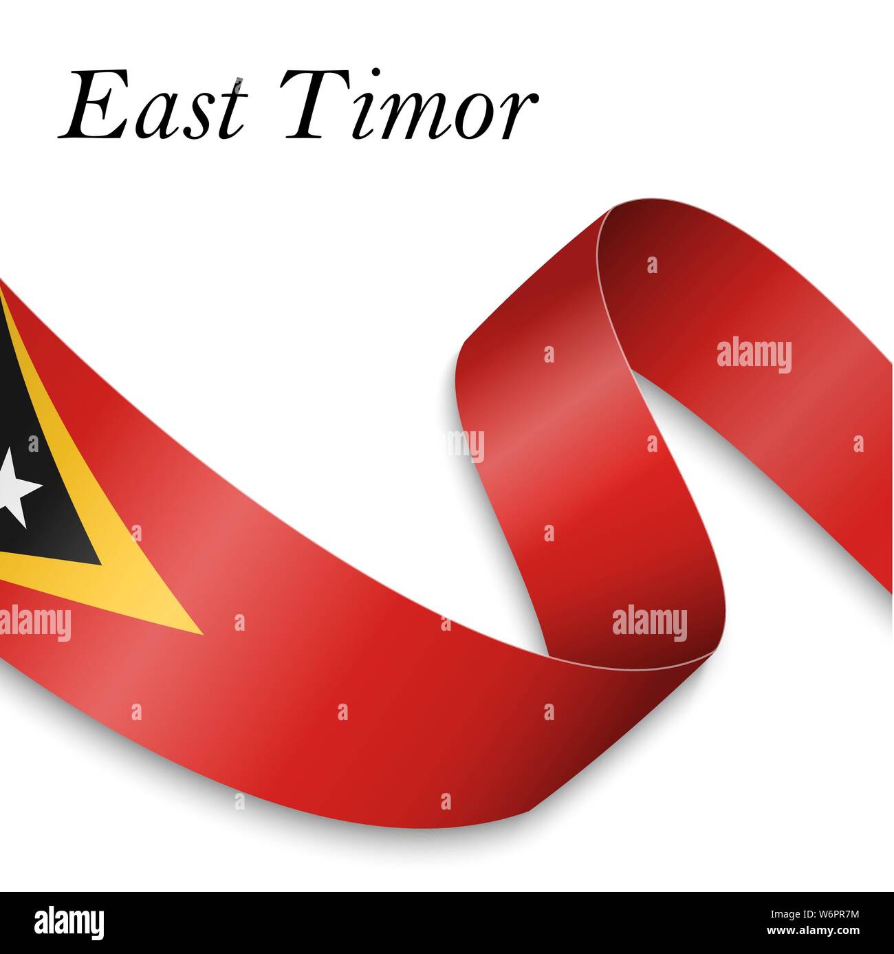 Waving ribbon or banner with flag of East Timor. Template for ...