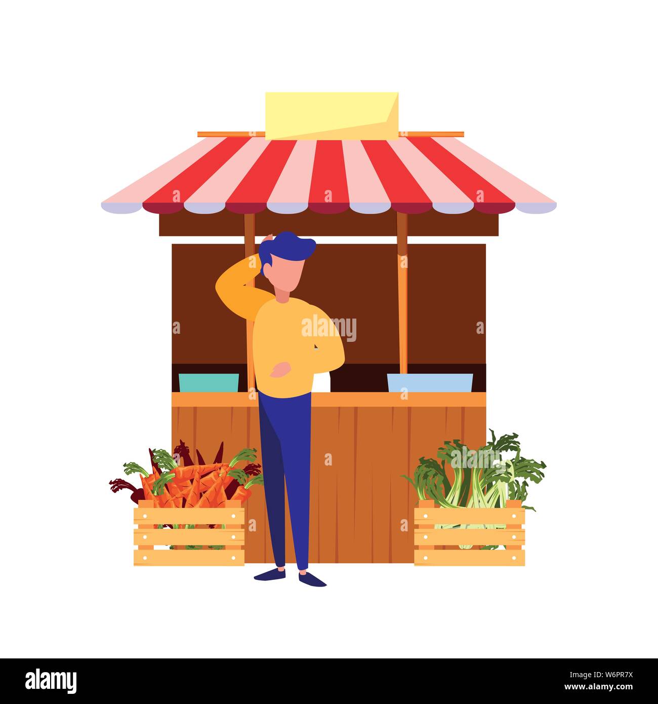 man customer standing market exterior vector illustration Stock Vector ...