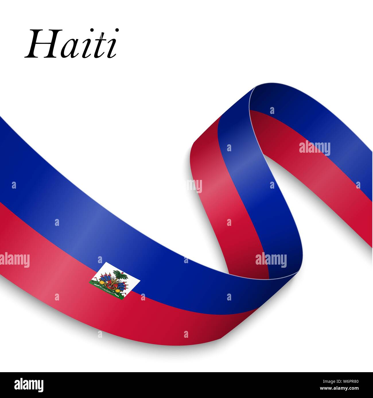 Waving ribbon or banner with flag of Haiti. Template for independence ...