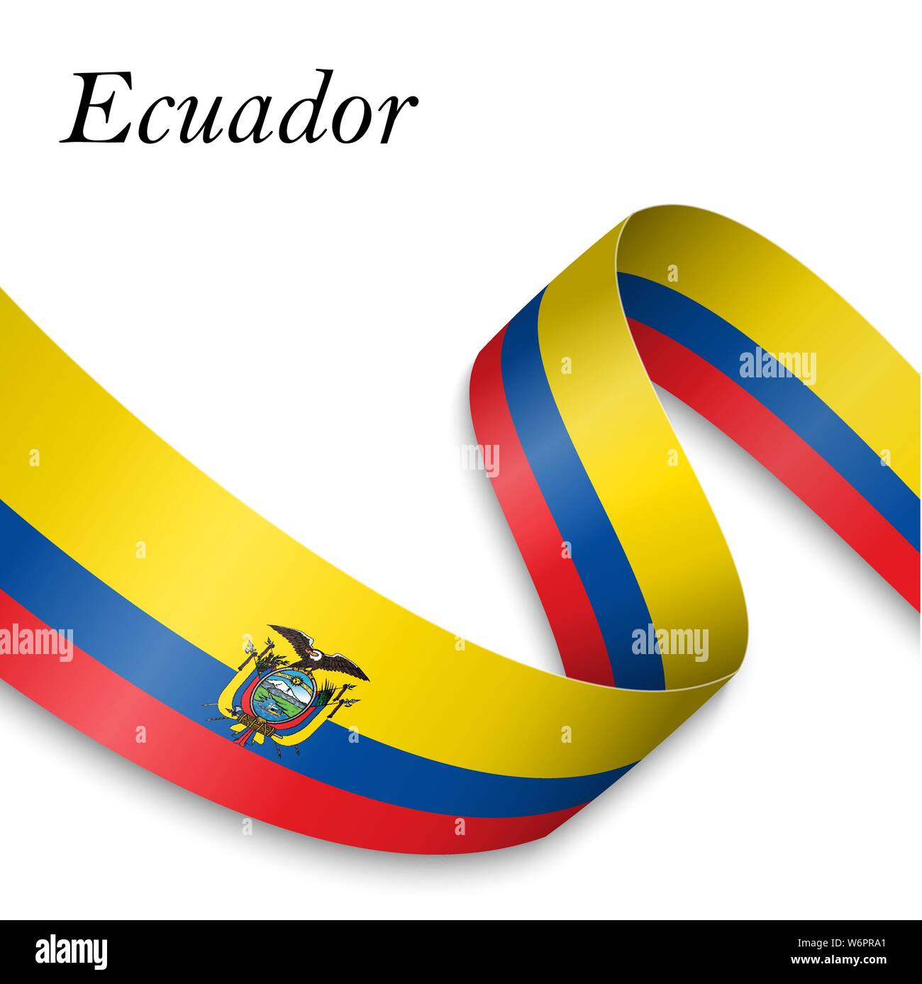 Waving ribbon or banner with flag of Ecuador. Template for independence ...