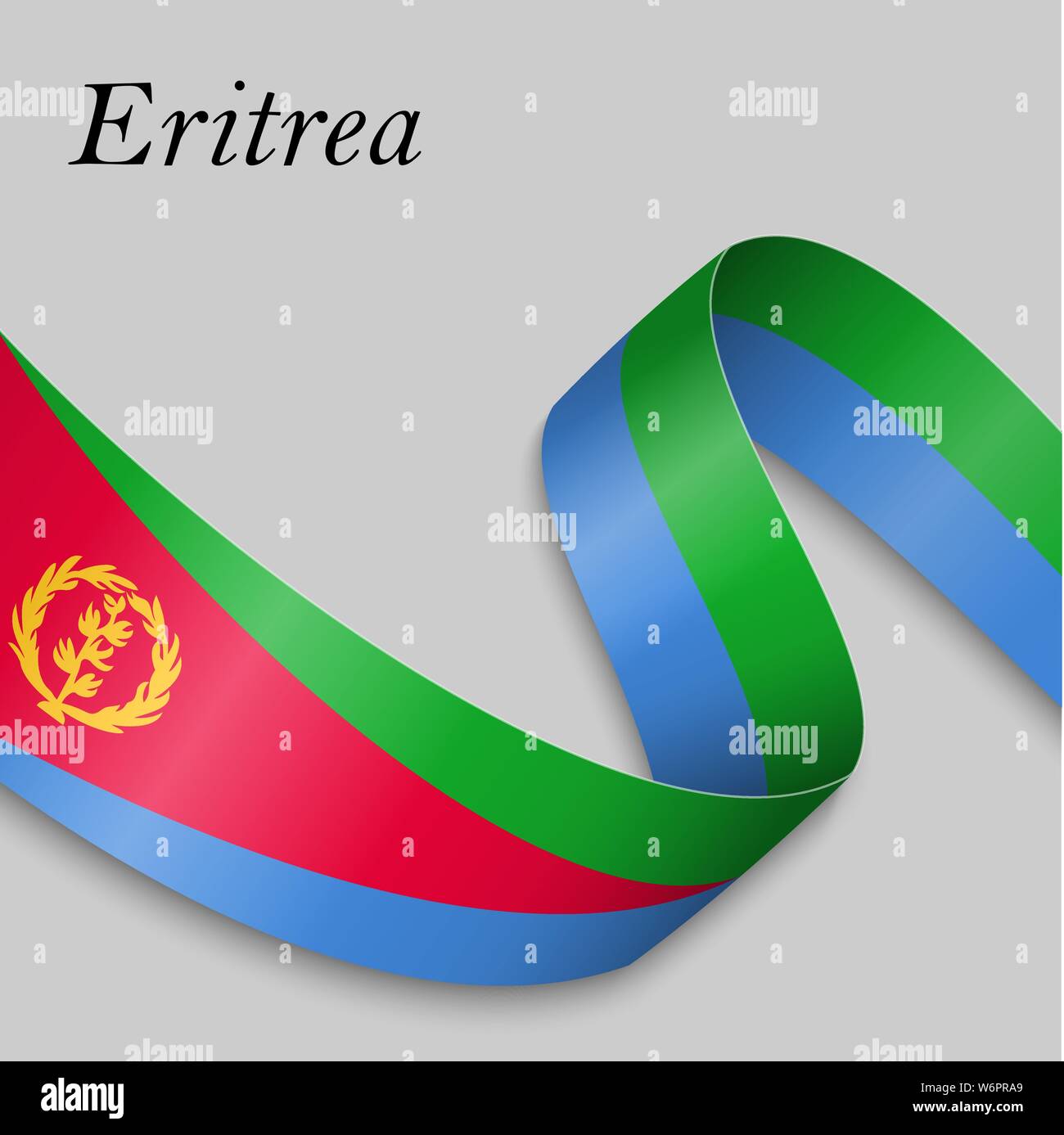 Waving ribbon or banner with flag of Eritrea. Template for independence ...