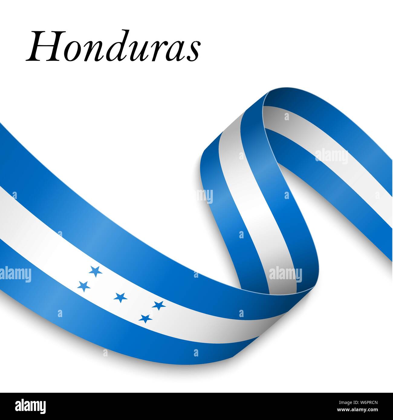 Waving ribbon or banner with flag of Honduras. Template for ...