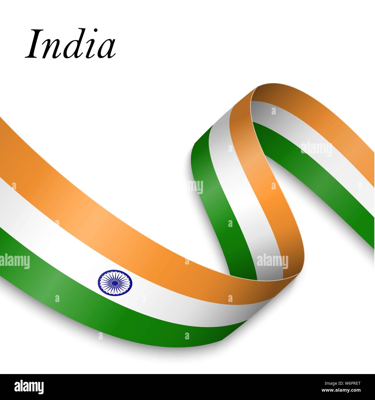 Waving ribbon or banner with flag of India. Template for independence ...