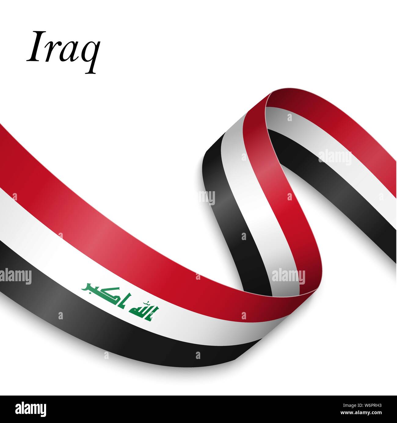 Waving ribbon or banner with flag of Iraq. Template for independence ...