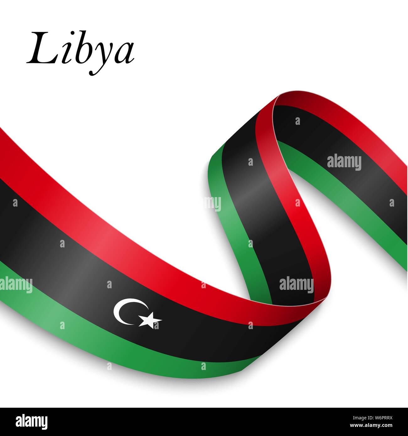 Waving ribbon or banner with flag of Libya. Template for independence ...