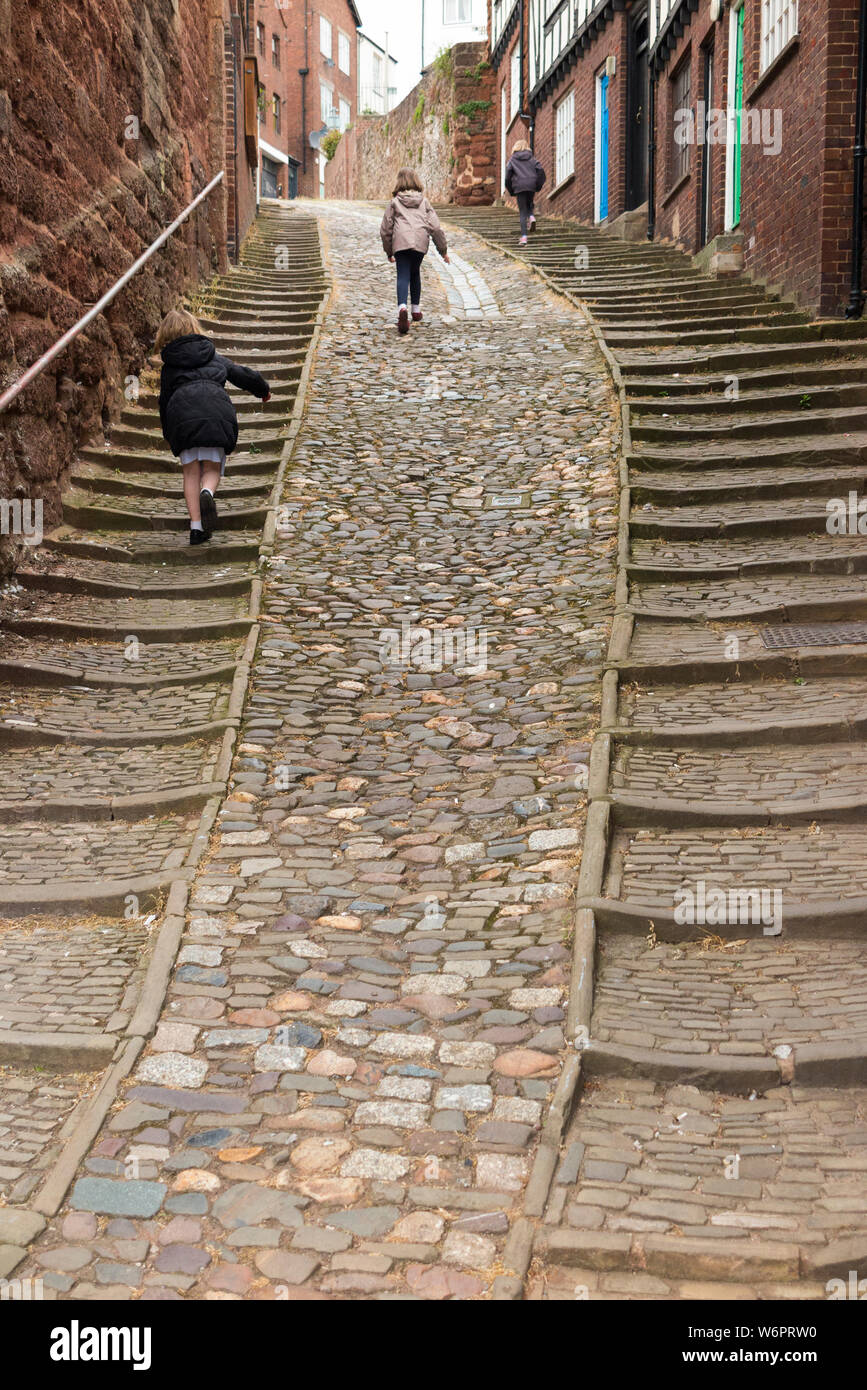 Sheepcote Hill in Exeter, UK. This is an old historic alroute up from ...