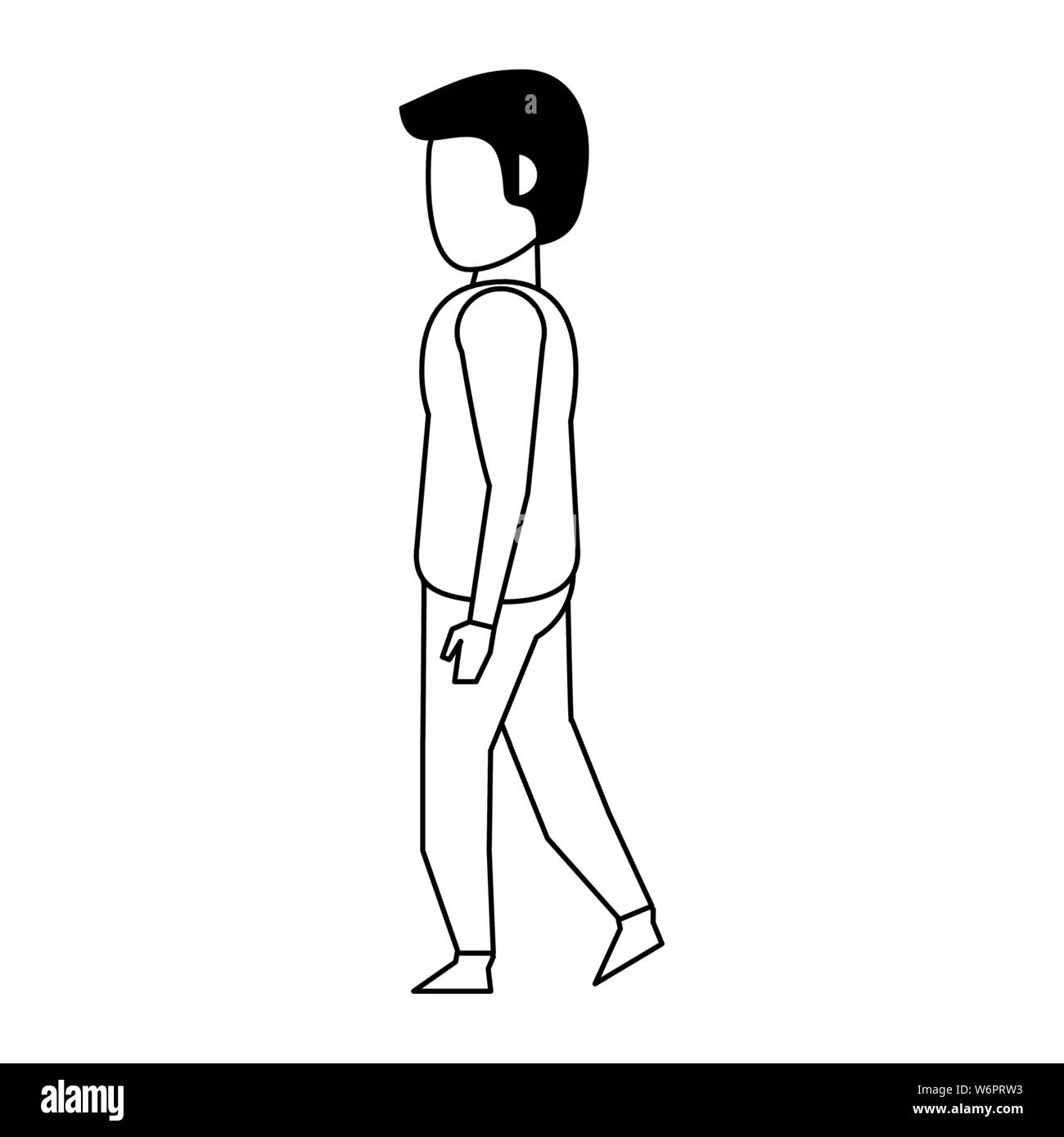 man avatar body faceless cartoon in black and white Stock Vector Image ...