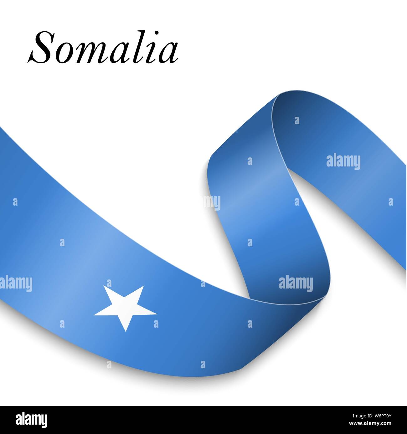 Waving ribbon or banner with flag of Somalia. Template for independence ...