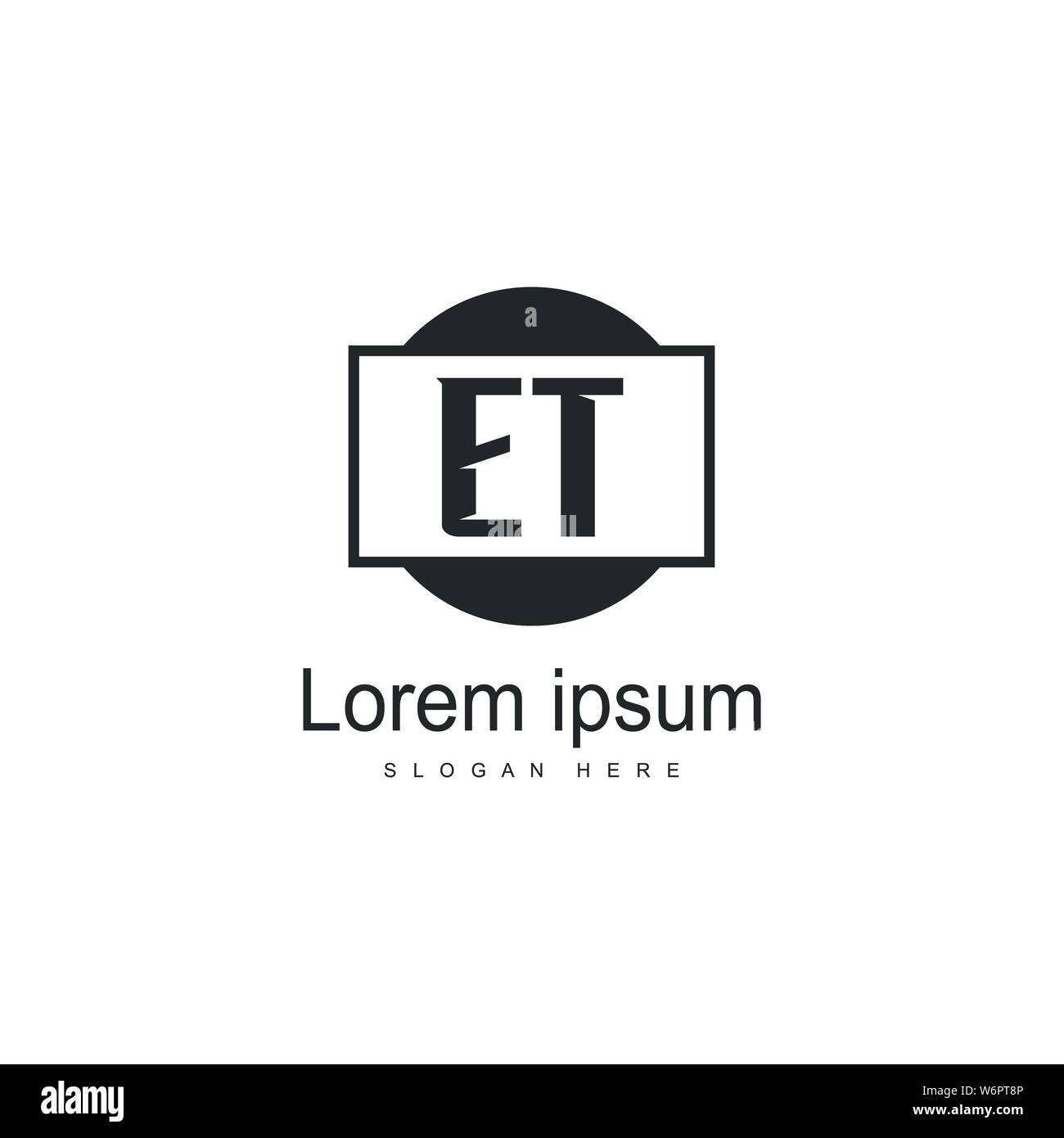 Initial ET logo template with modern frame. Minimalist ET letter logo ...