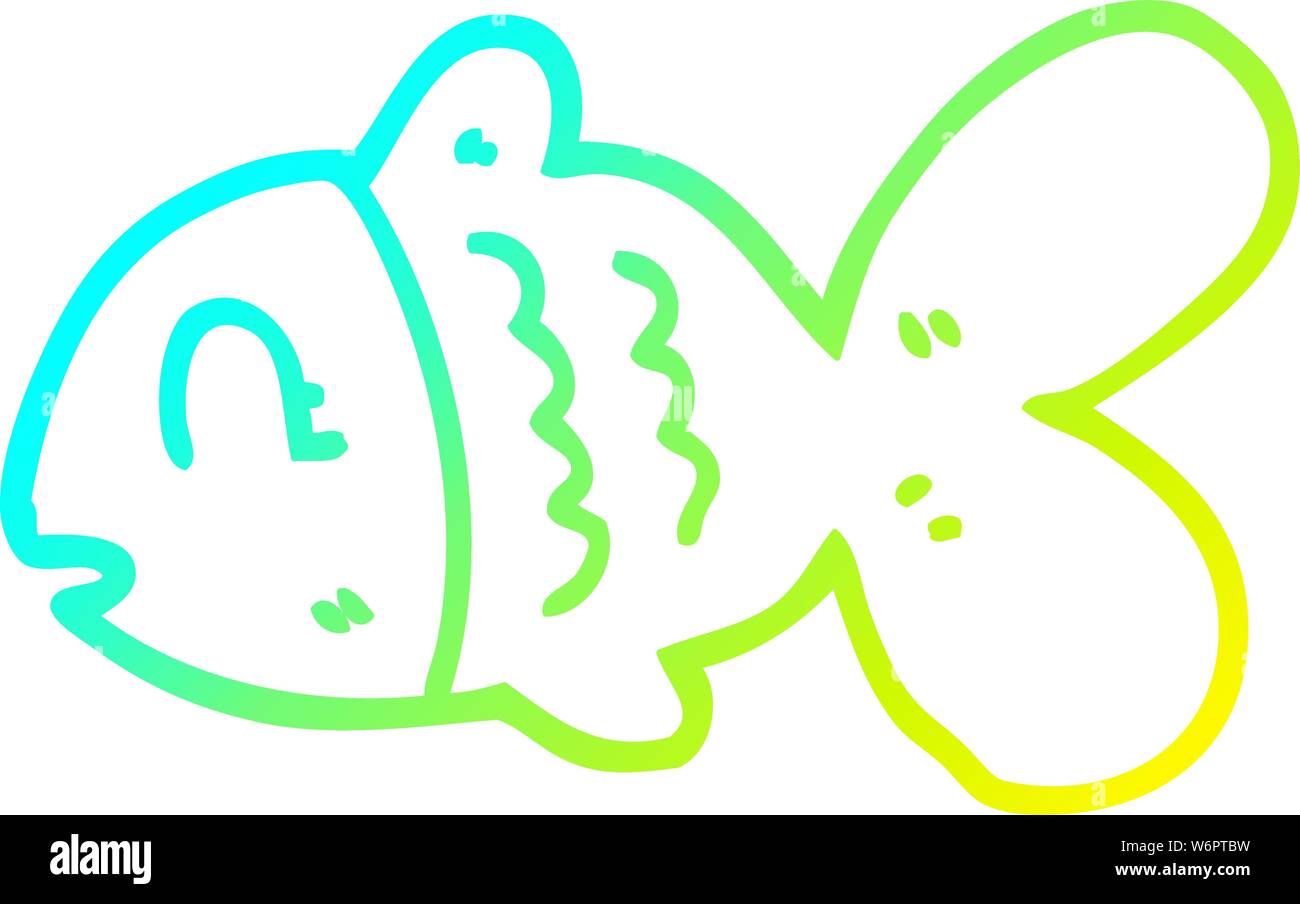 cold gradient line drawing of a cartoon fish Stock Vector Image & Art ...