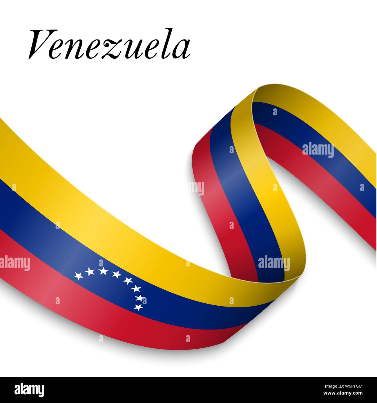 Waving ribbon or banner with flag of Venezuela. Template for ...