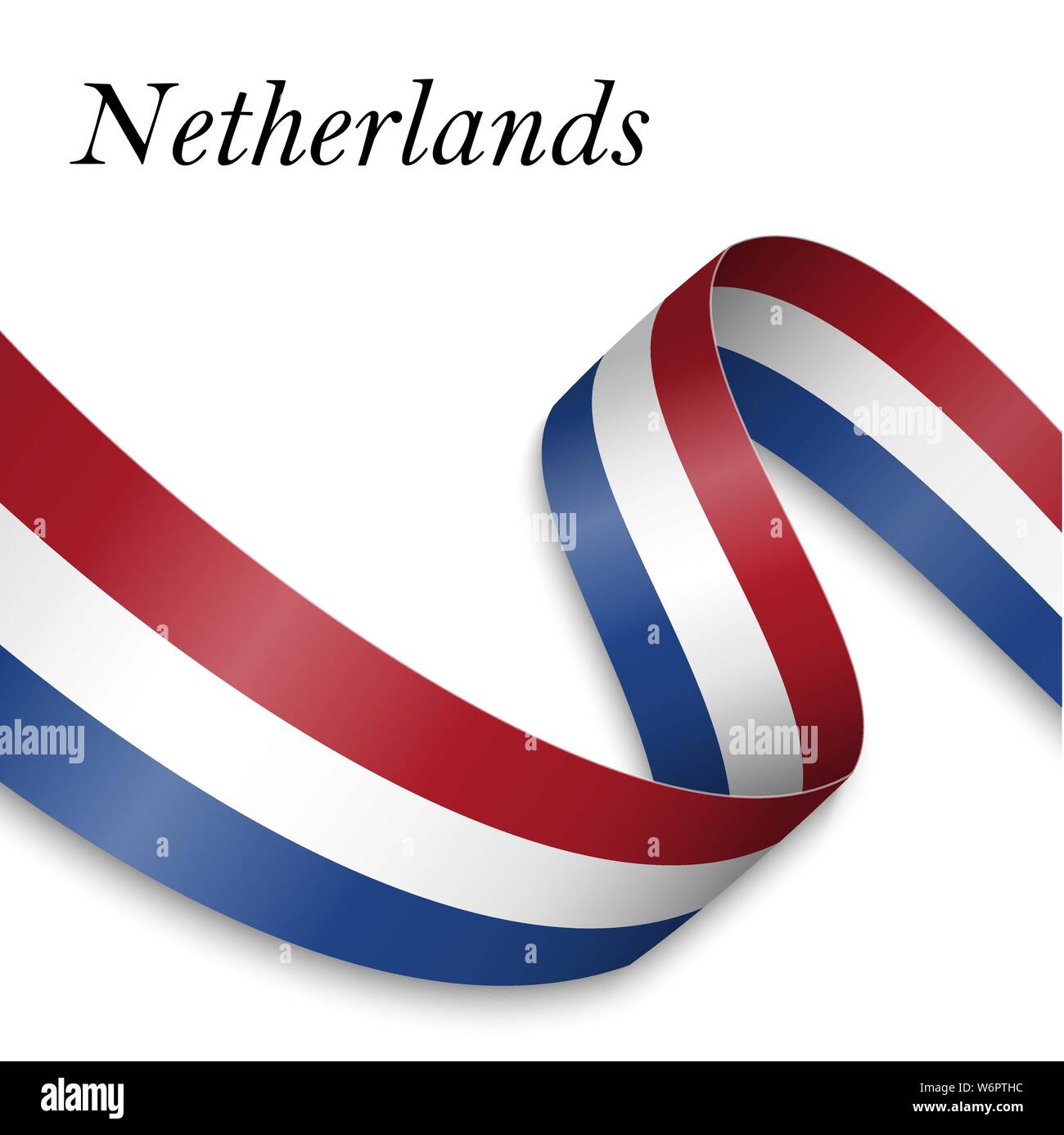 Waving ribbon or banner with flag of Netherlands. Template for independence day poster design ...