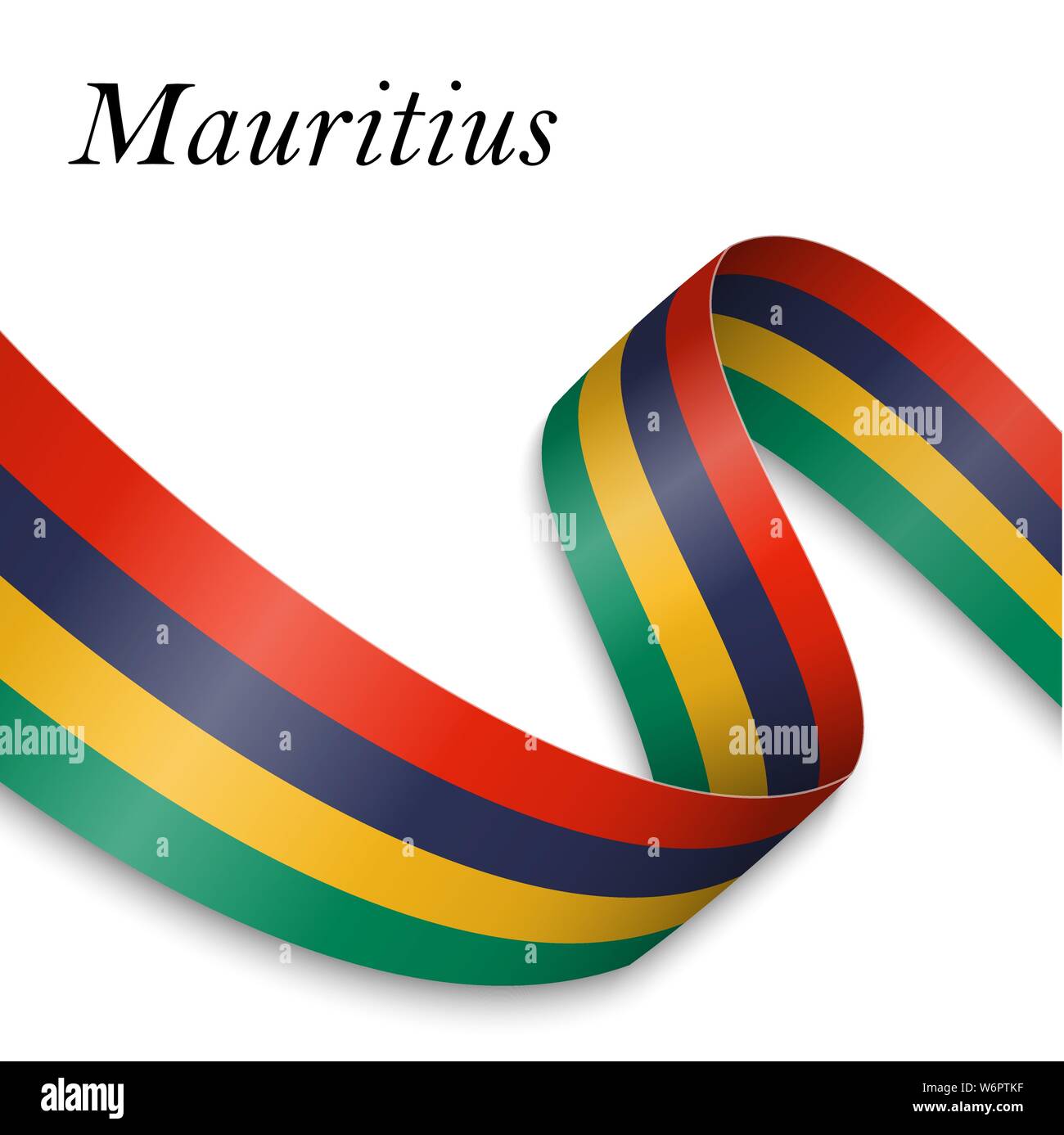 Waving ribbon or banner with flag of Mauritius. Template for ...