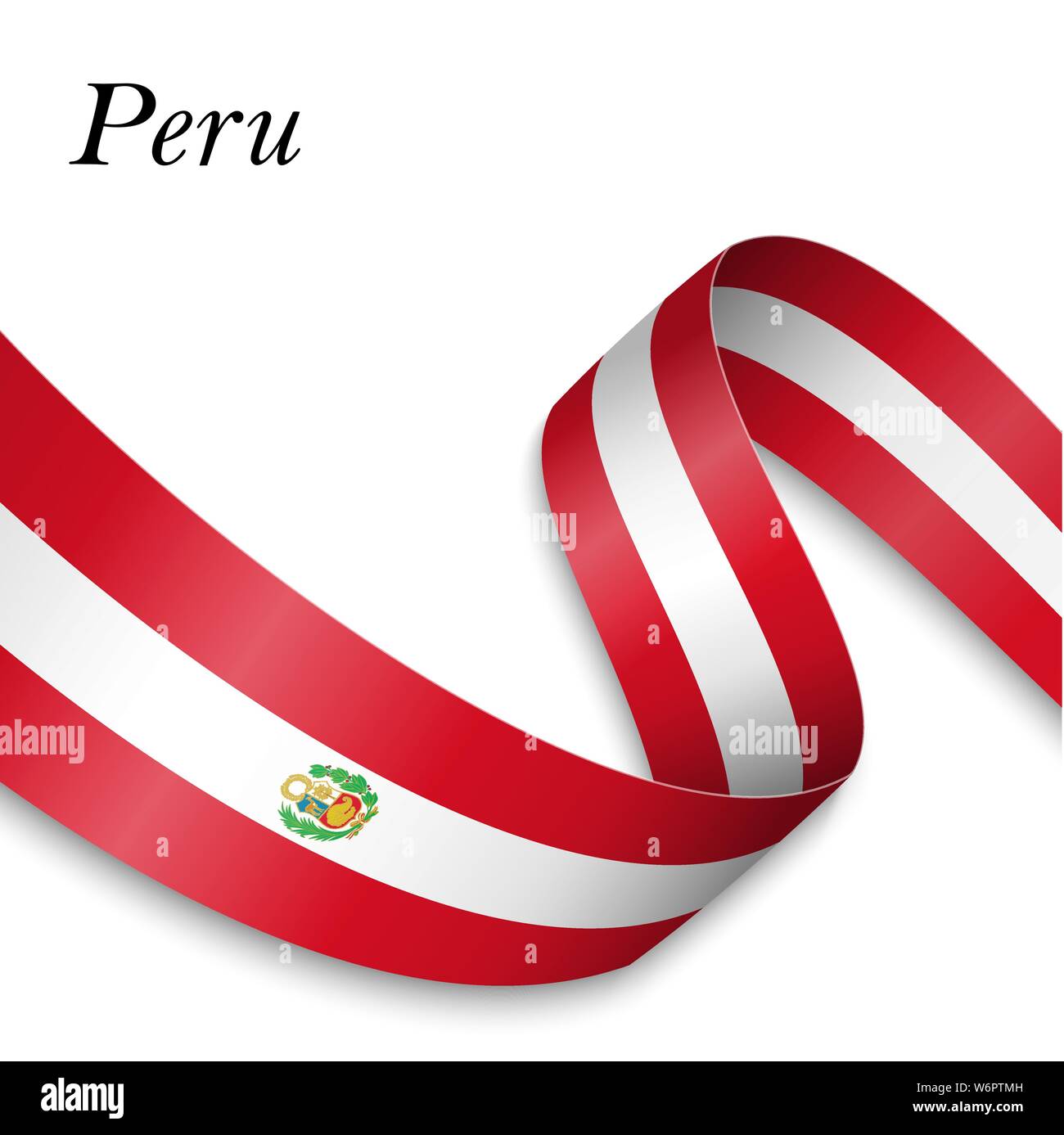 Waving ribbon or banner with flag of Peru. Template for independence ...