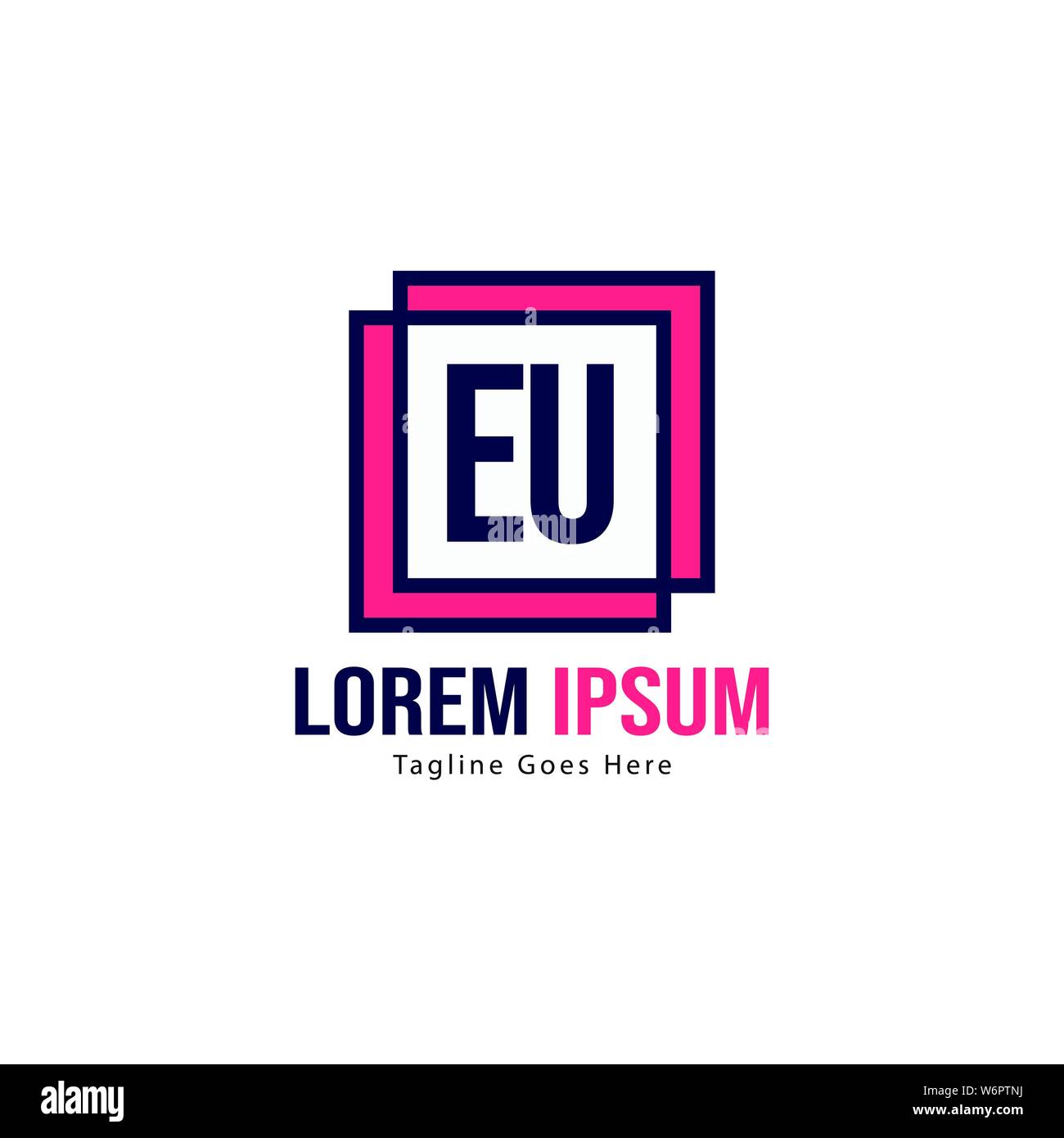 Initial EU logo template with modern frame. Minimalist EU letter logo ...