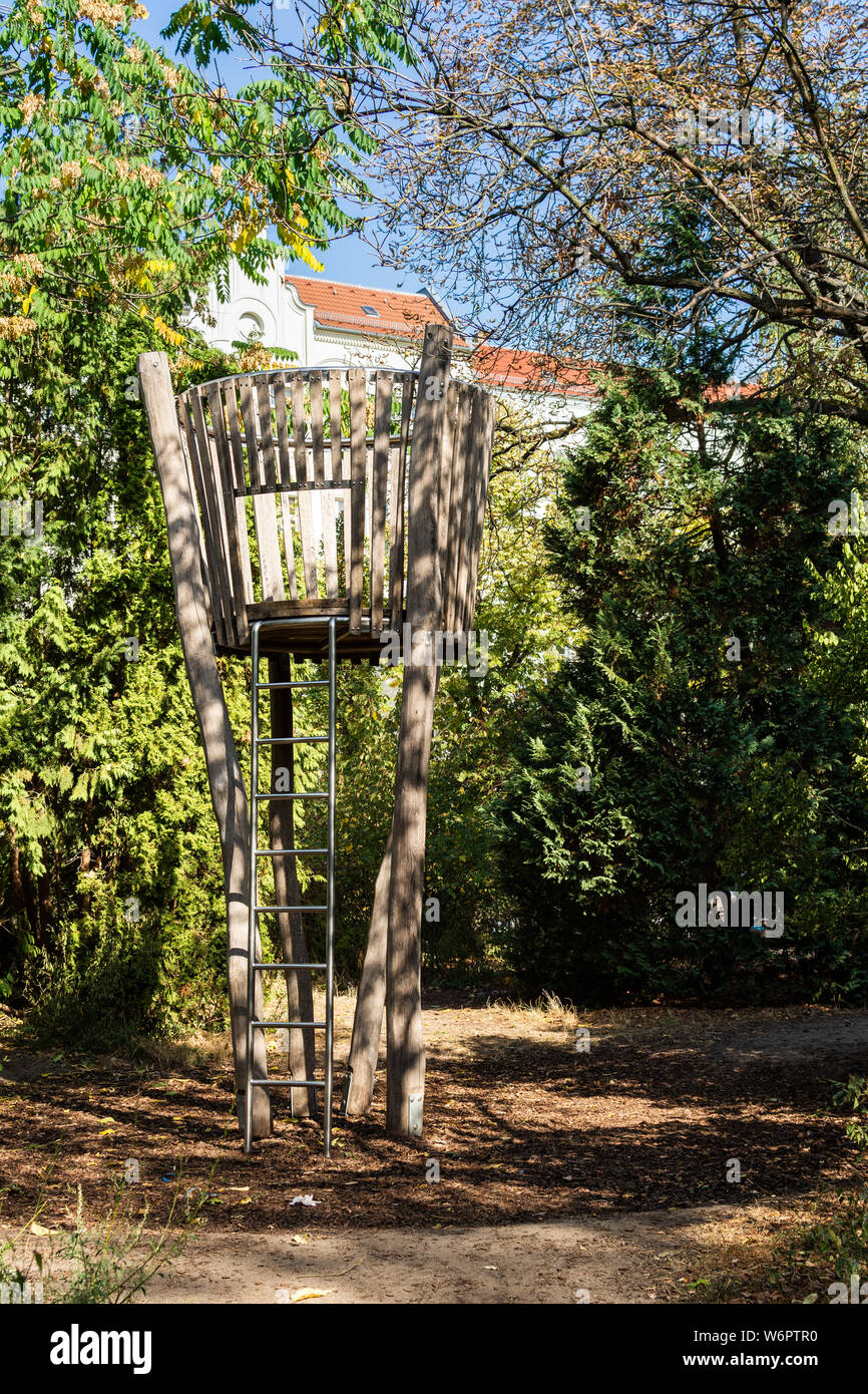Sunny fall day in Berlin, a children's playground in the park Stock ...
