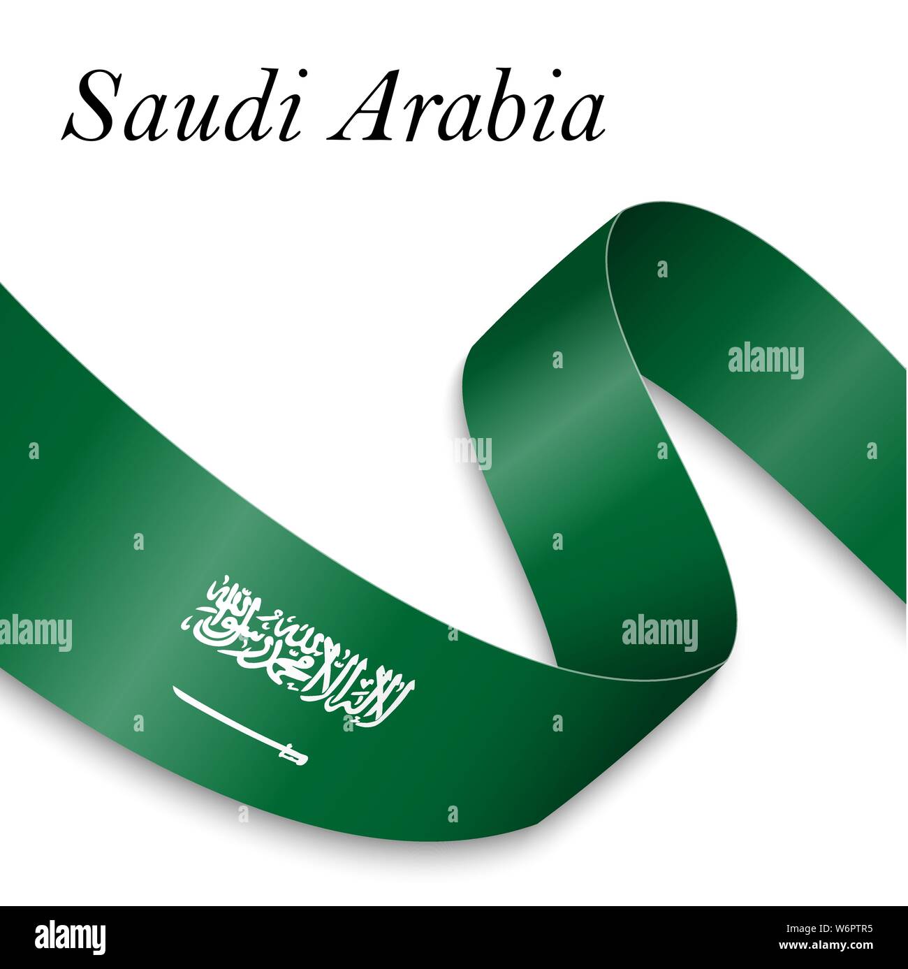 Waving ribbon or banner with flag of Saudi Arabia. Template for ...
