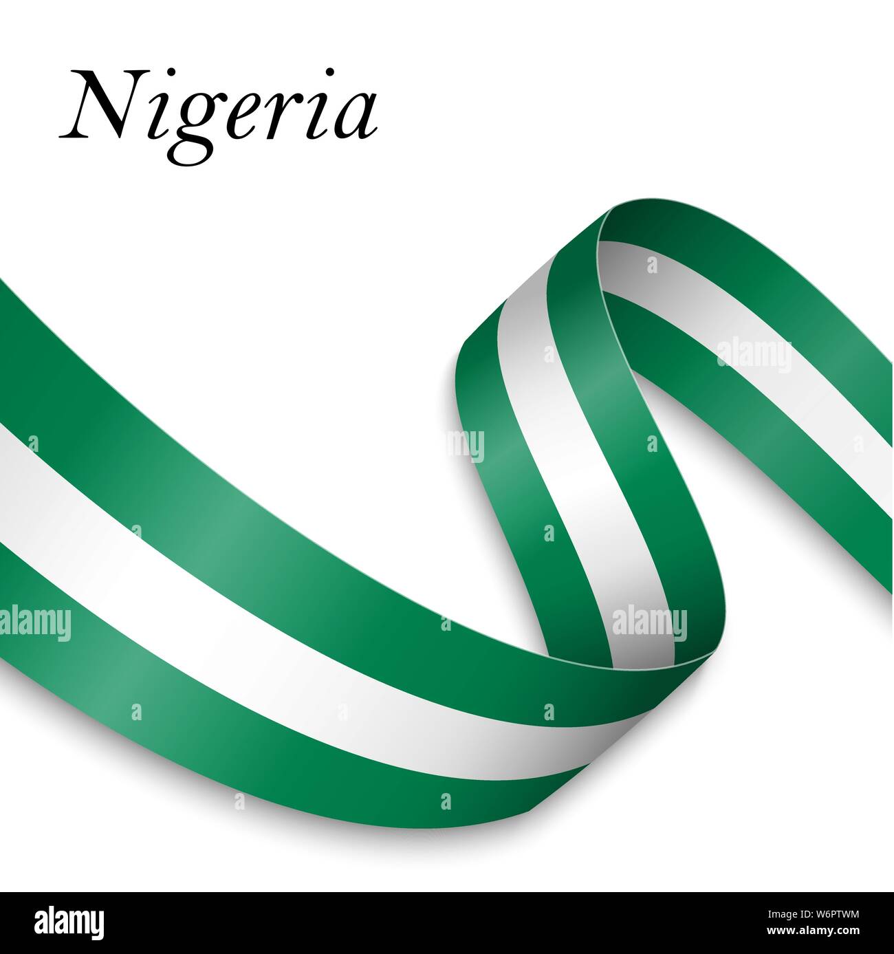 Waving ribbon or banner with flag of Nigeria. Template for independence ...