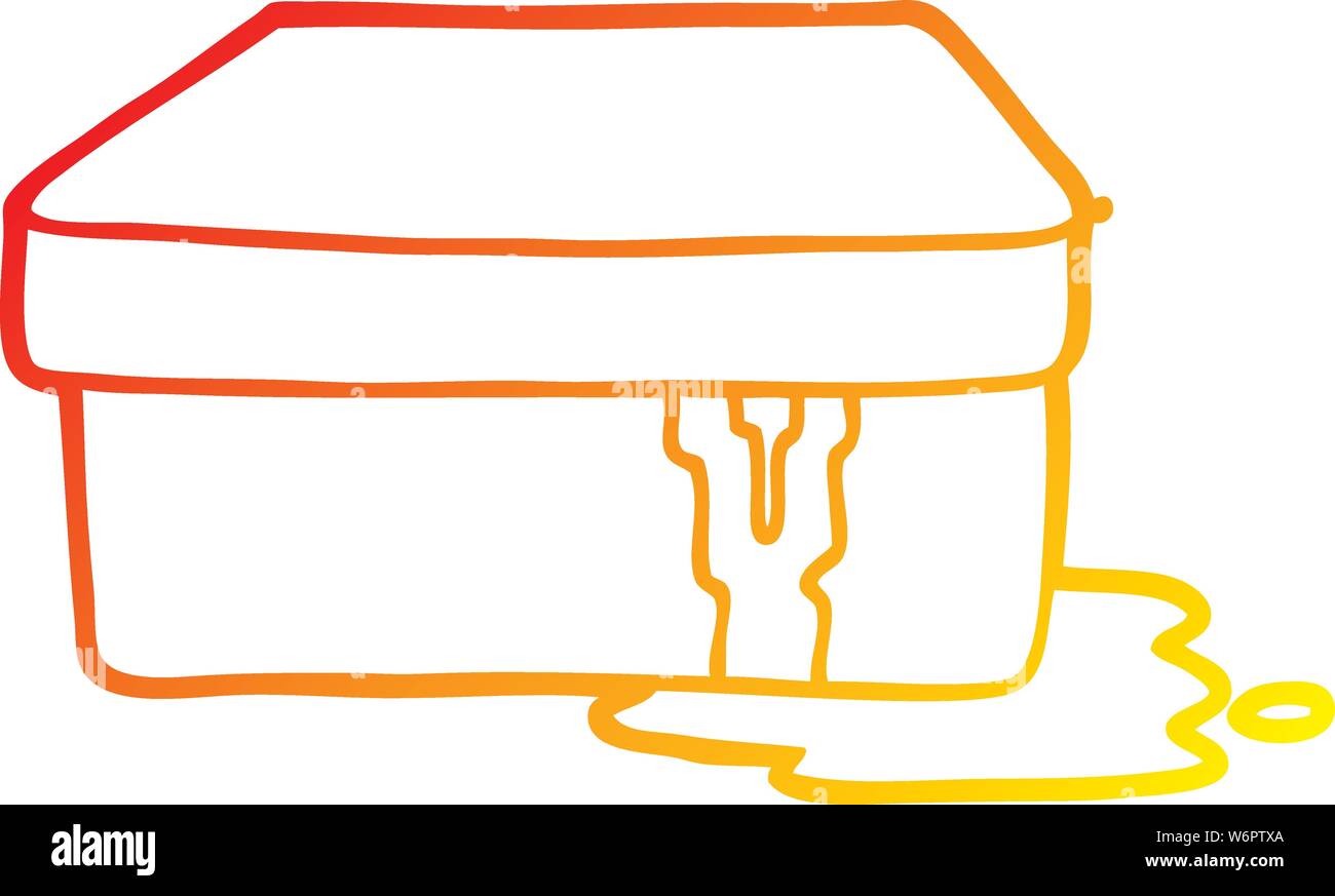 warm gradient line drawing of a cartoon box with slime Stock Vector ...